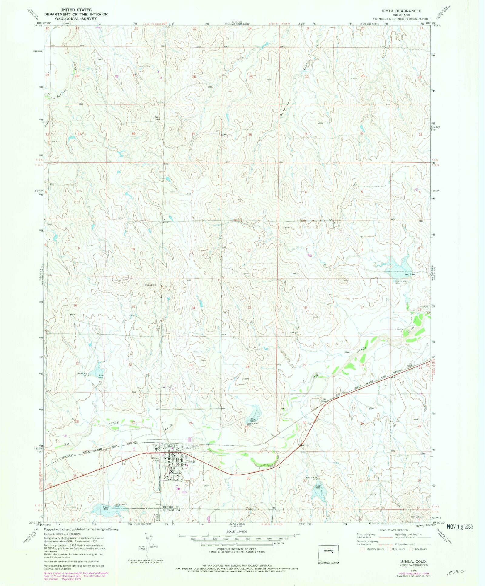 Classic USGS Simla Colorado 7.5'x7.5' Topo Map – MyTopo Map Store