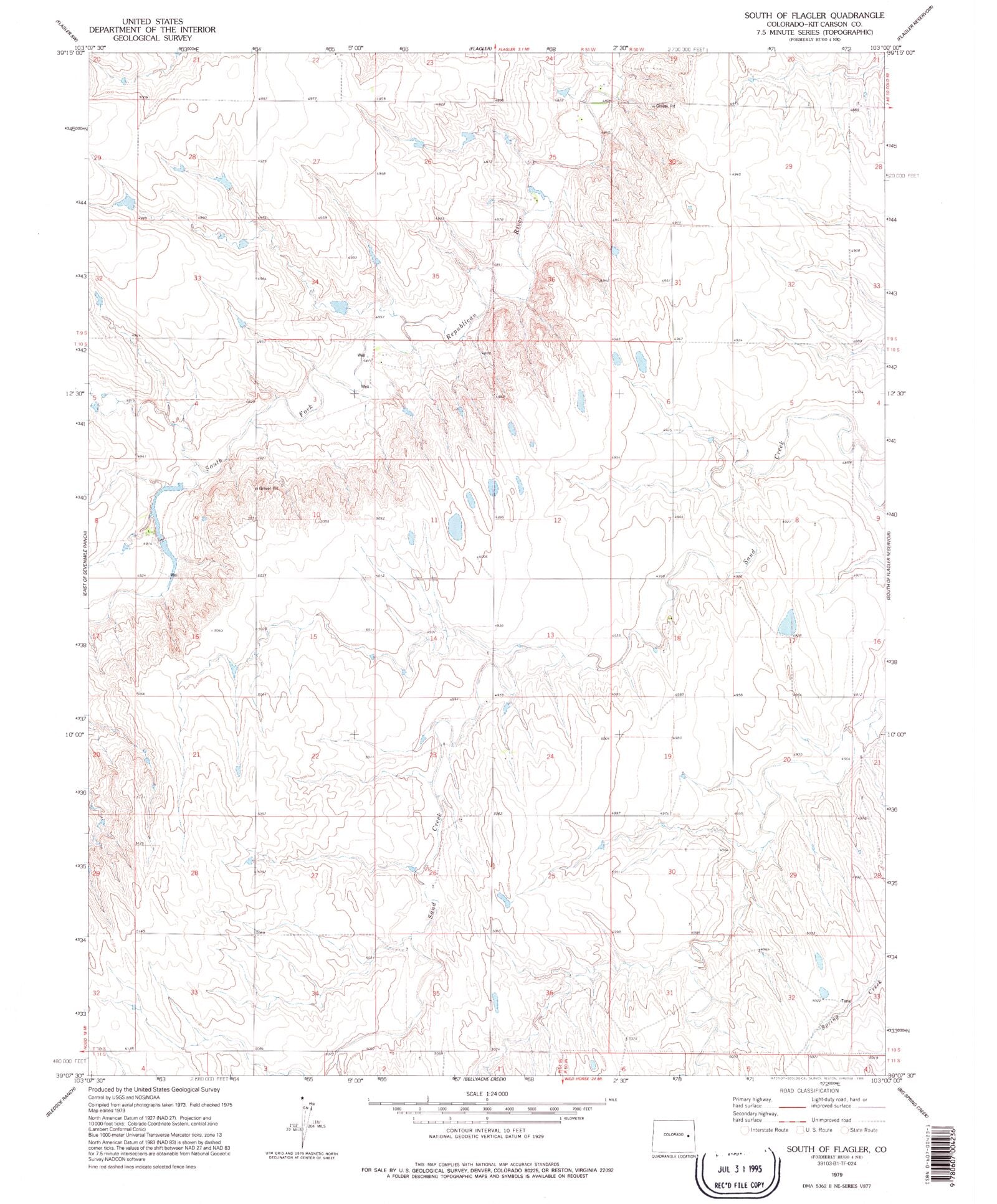 Classic USGS South of Flagler Colorado 7.5'x7.5' Topo Map – MyTopo Map ...