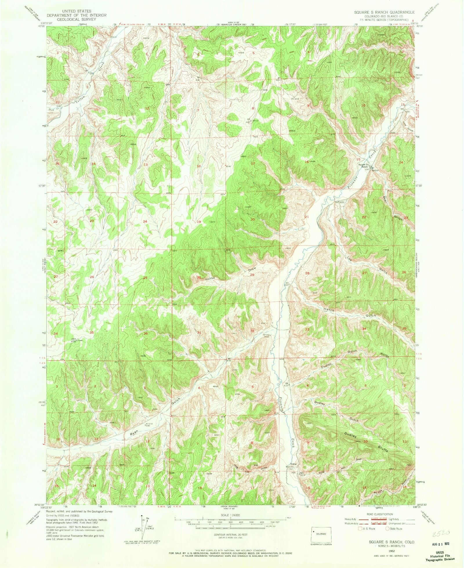 Classic USGS Square S Ranch Colorado 7.5'x7.5' Topo Map – MyTopo Map Store
