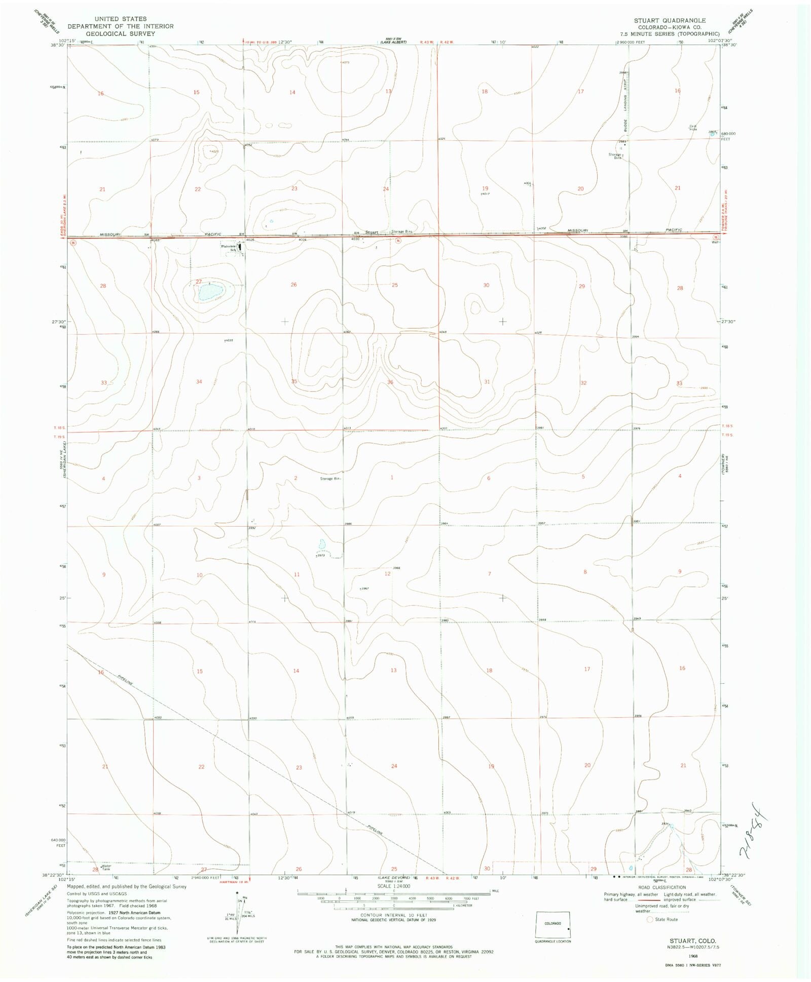 Classic USGS Stuart Colorado 7.5'x7.5' Topo Map – MyTopo Map Store
