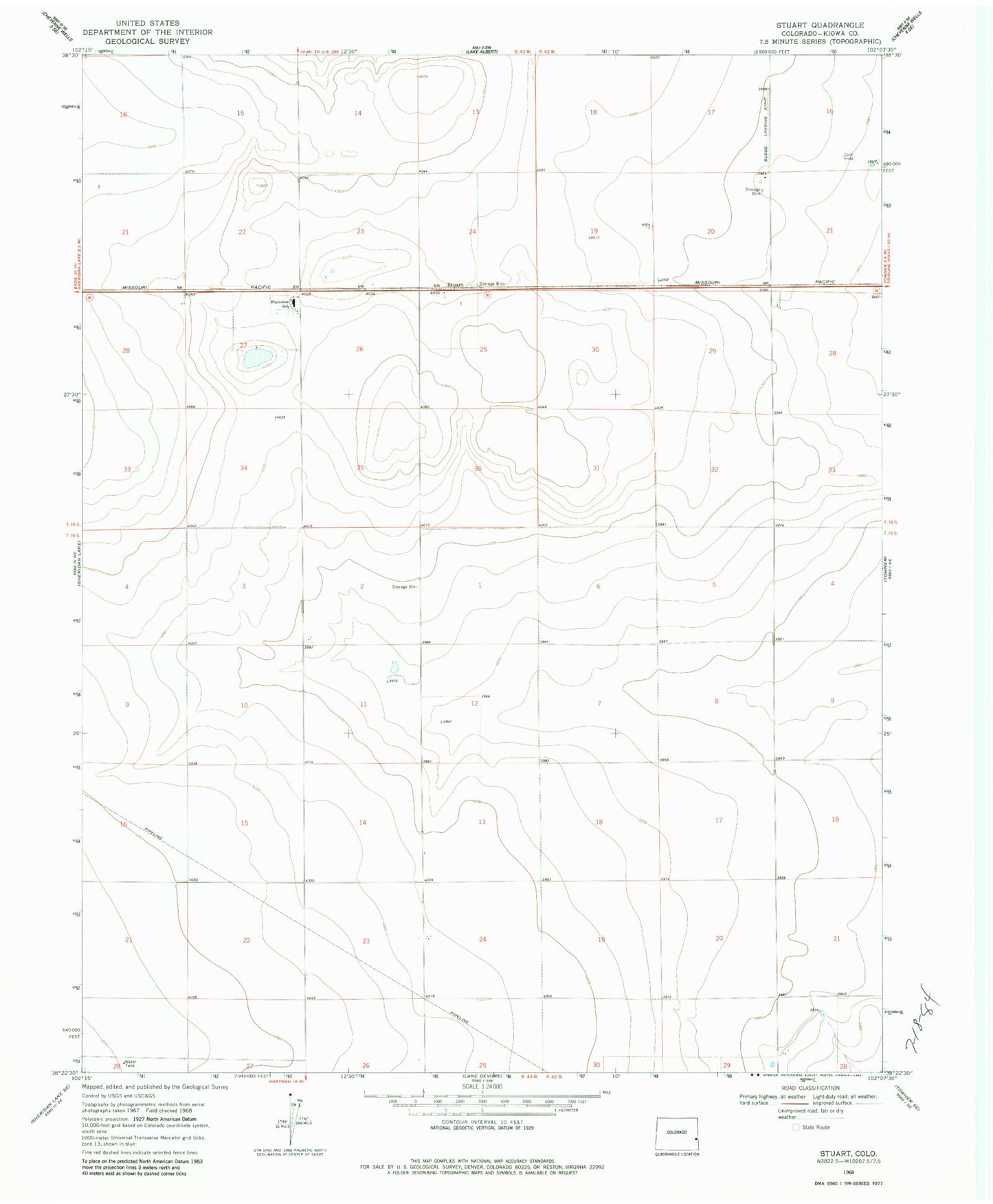 Classic USGS Stuart Colorado 7.5'x7.5' Topo Map – MyTopo Map Store