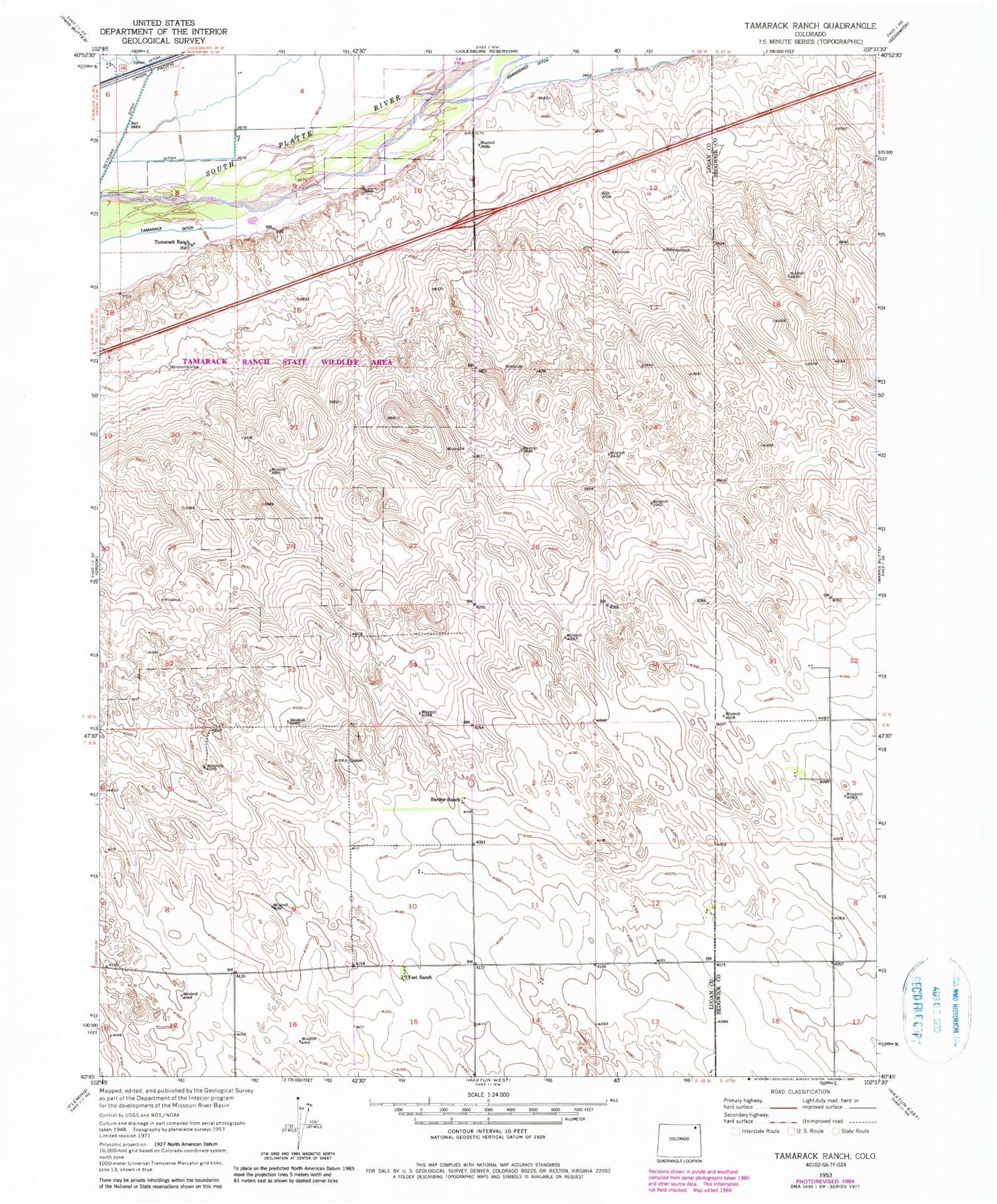 Classic USGS Tamarack Ranch Colorado 7.5'x7.5' Topo Map – MyTopo Map Store