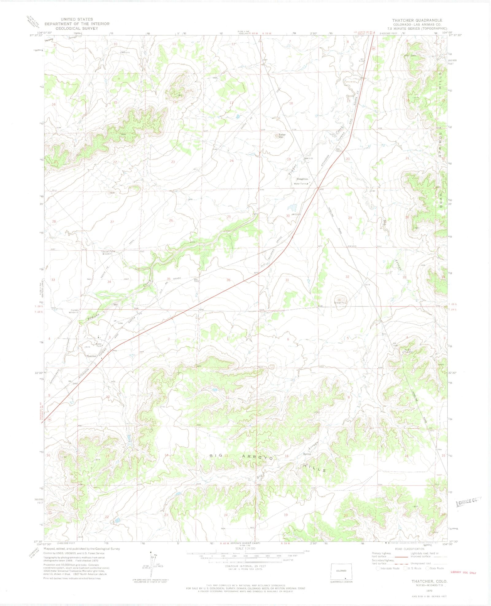 Classic USGS Thatcher Colorado 7.5'x7.5' Topo Map – MyTopo Map Store
