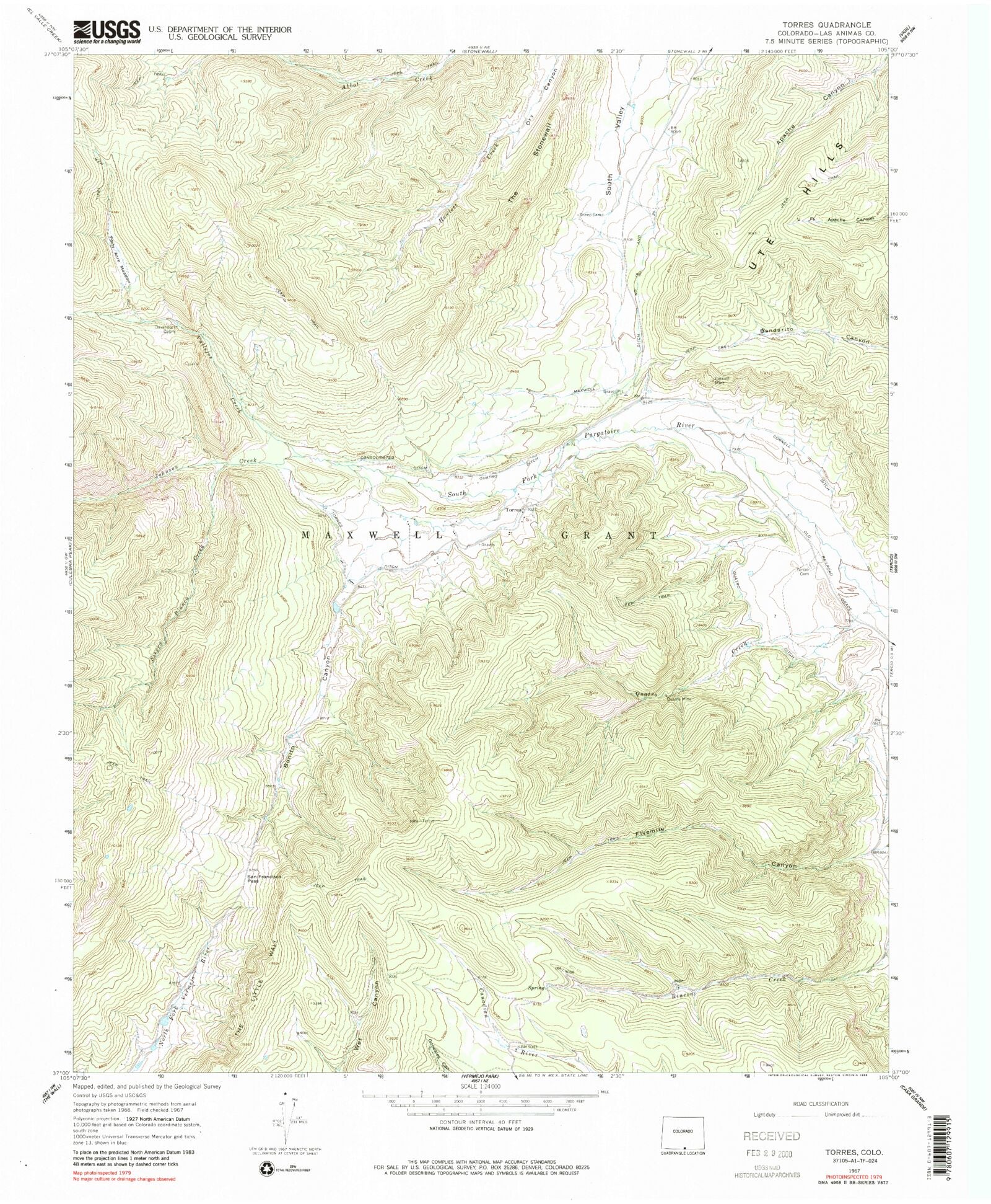 Classic USGS Torres Colorado 7.5'x7.5' Topo Map – MyTopo Map Store