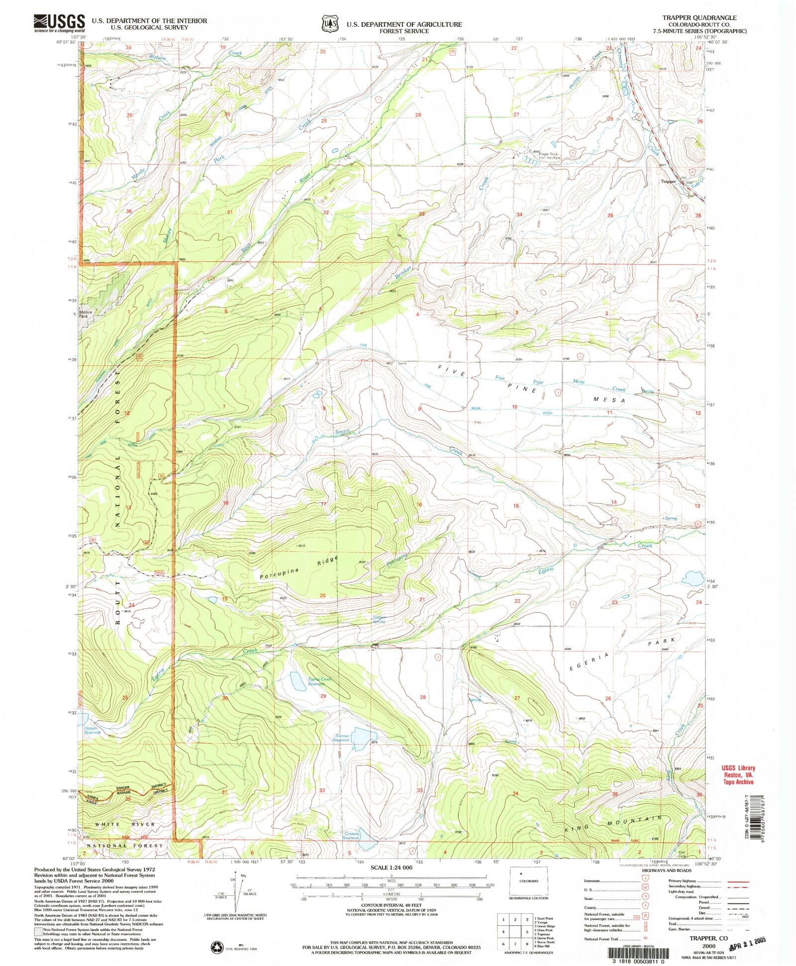 Classic USGS Trapper Colorado 7.5'x7.5' Topo Map – MyTopo Map Store