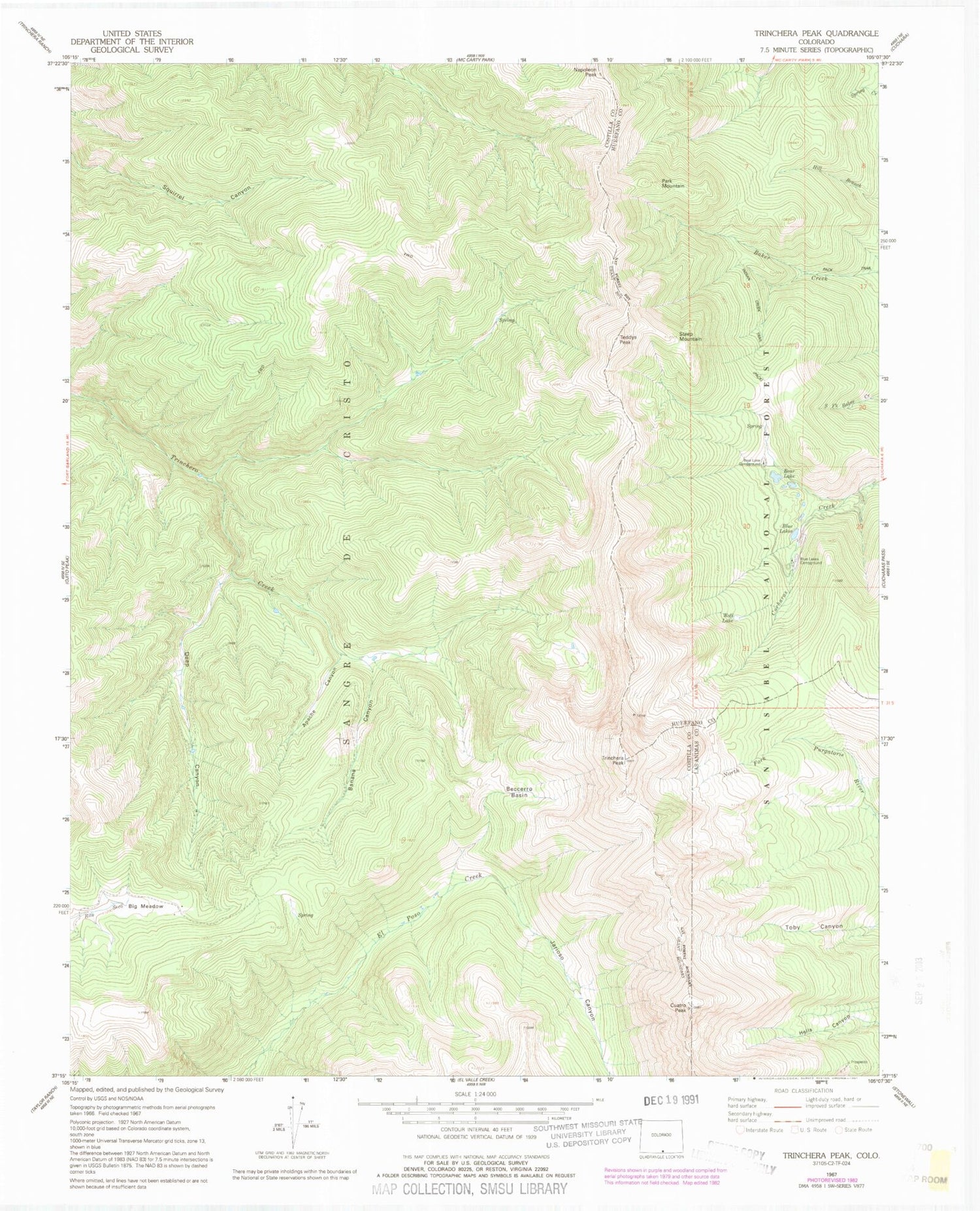 Classic USGS Trinchera Peak Colorado 7.5'x7.5' Topo Map – MyTopo Map Store