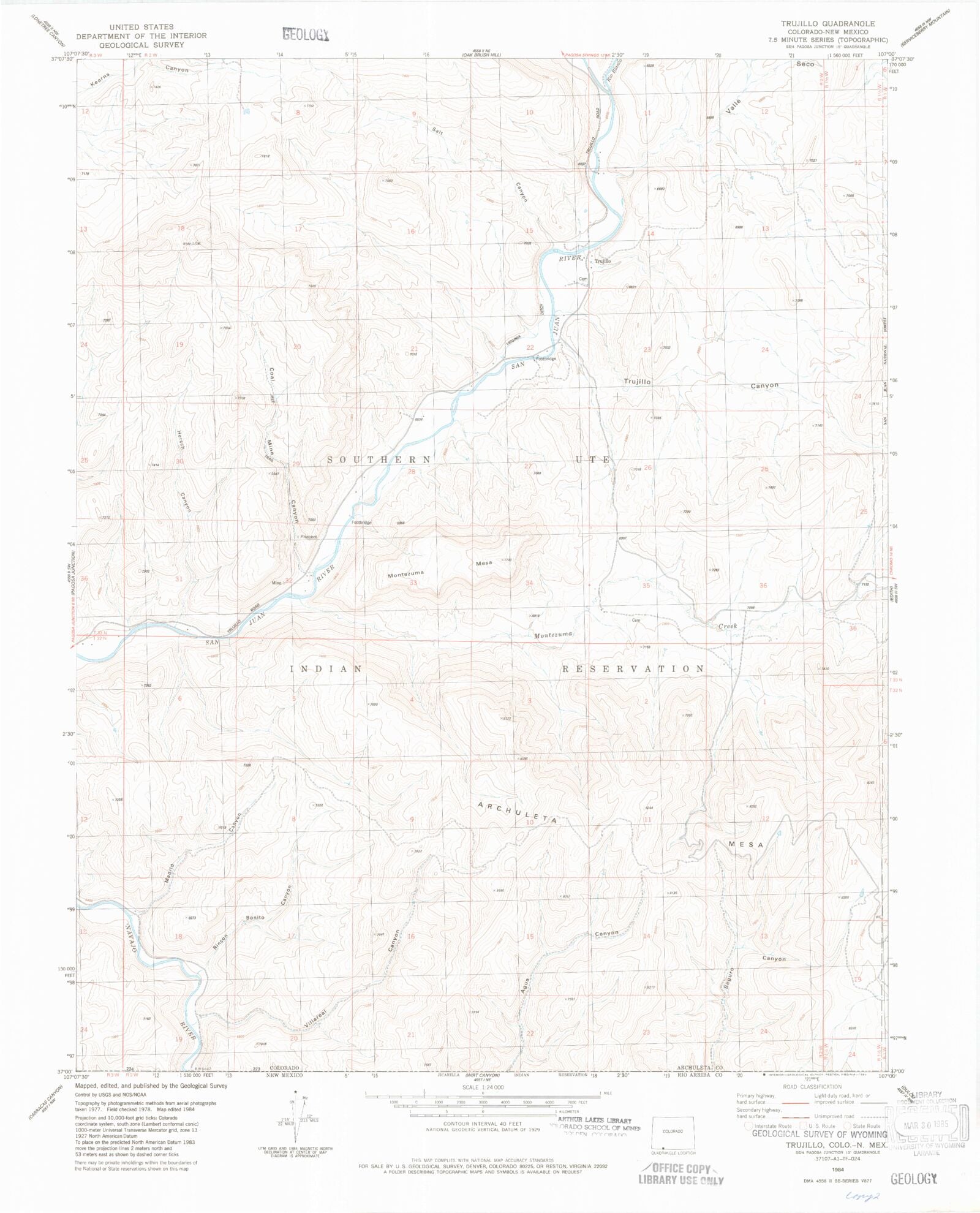 Classic USGS Trujillo Colorado 7.5'x7.5' Topo Map – MyTopo Map Store