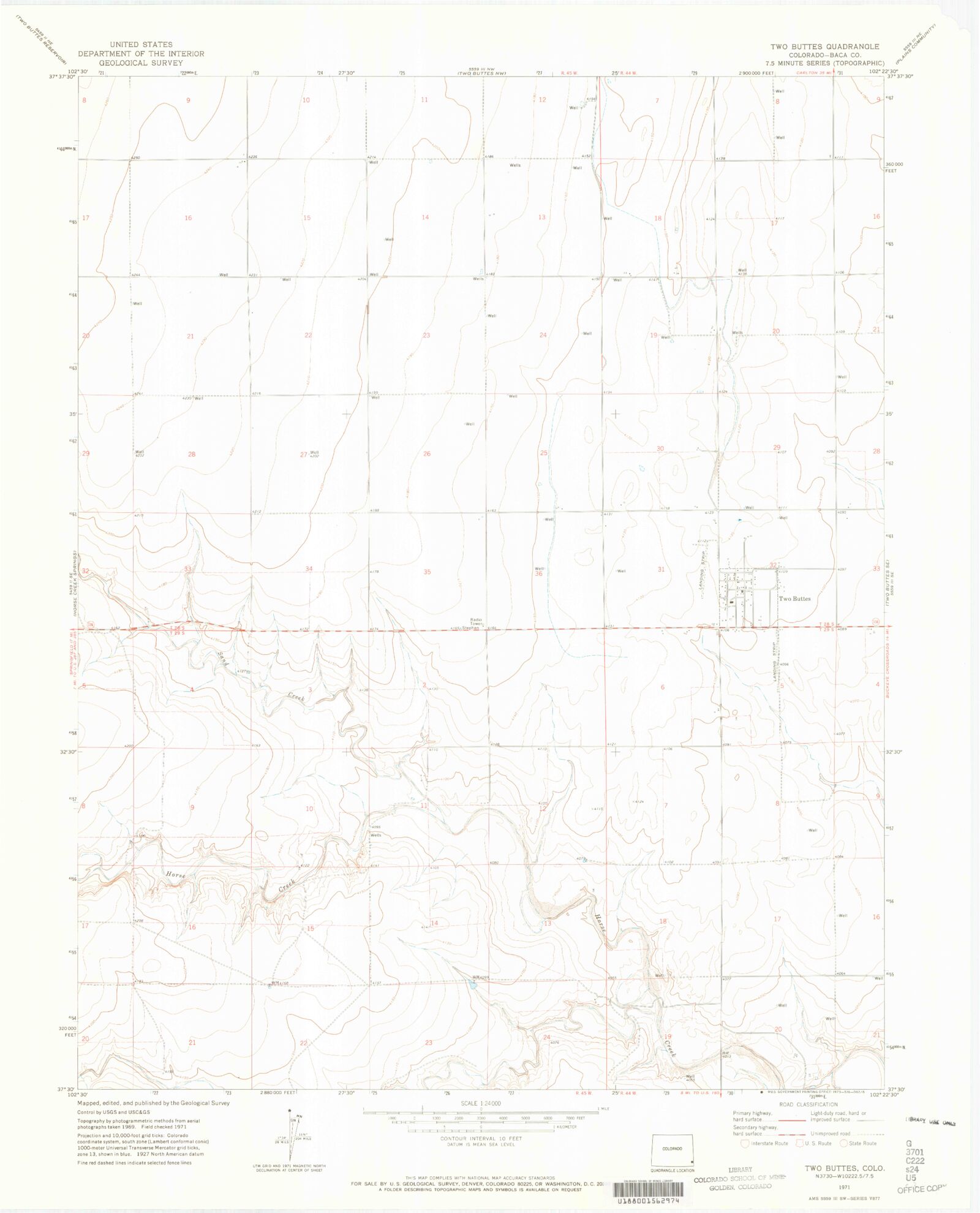 Classic USGS Two Buttes Colorado 7.5'x7.5' Topo Map – MyTopo Map Store
