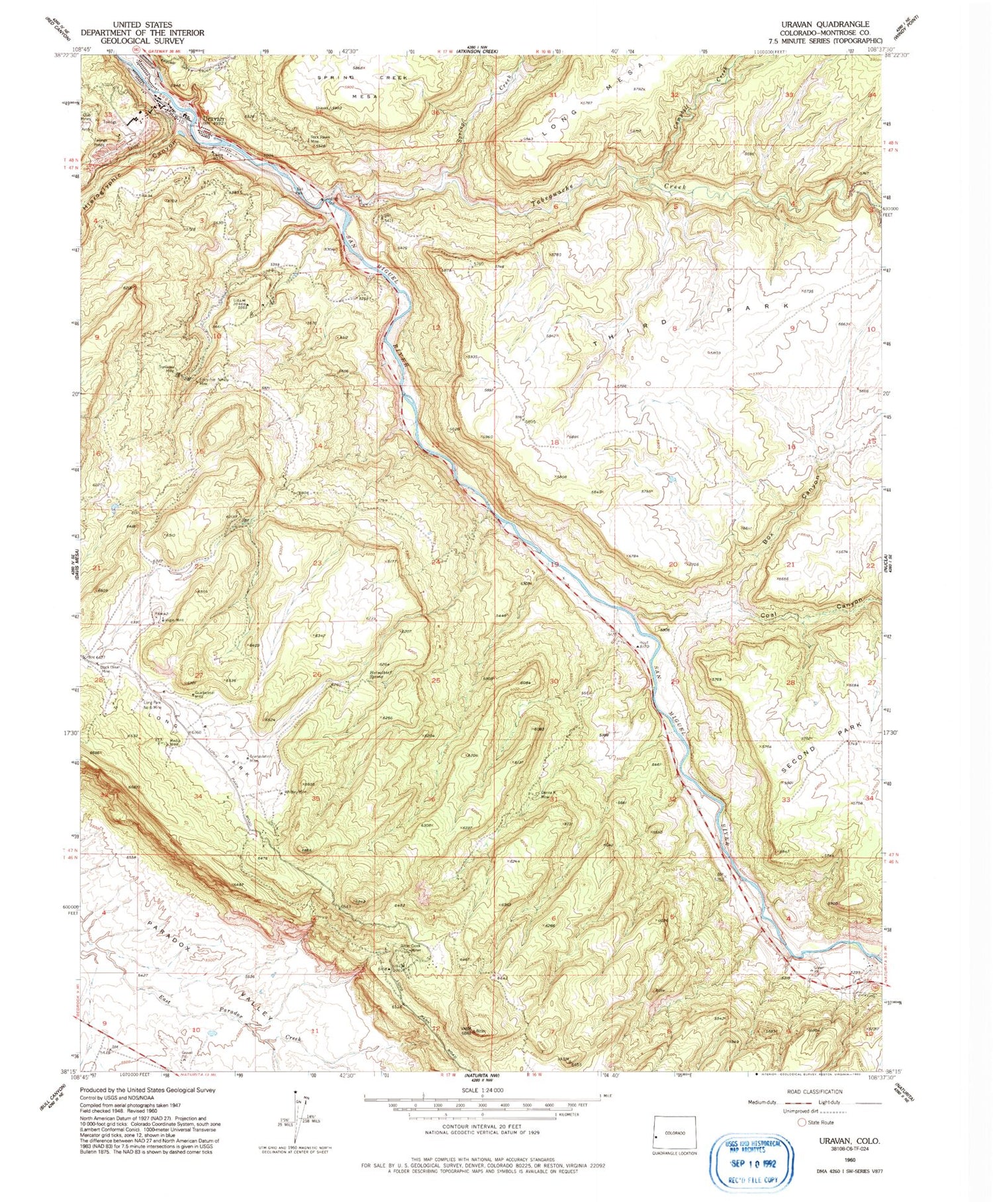 Classic USGS Uravan Colorado 7.5'x7.5' Topo Map – MyTopo Map Store