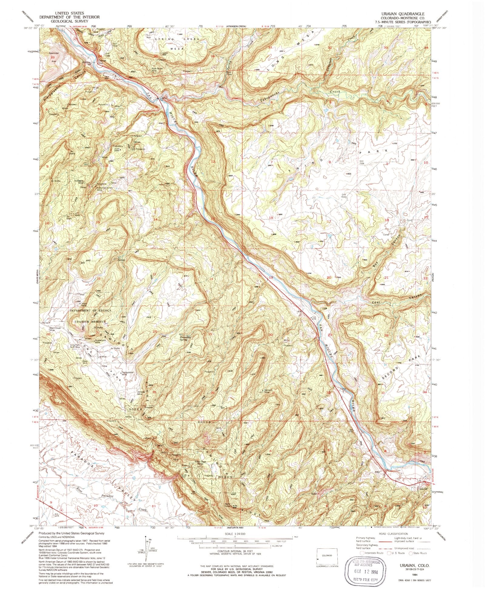 Classic USGS Uravan Colorado 7.5'x7.5' Topo Map – MyTopo Map Store