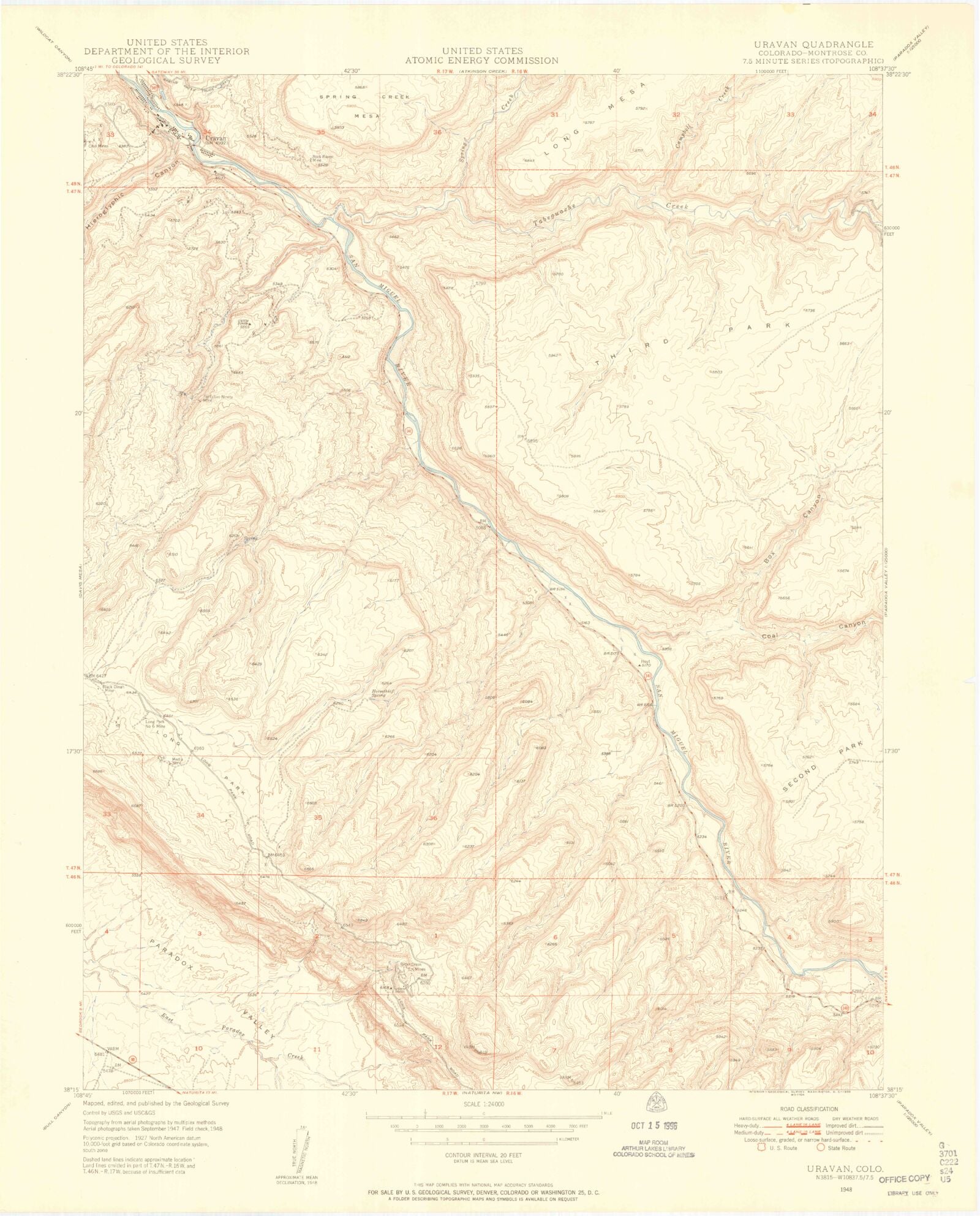 Classic USGS Uravan Colorado 7.5'x7.5' Topo Map – MyTopo Map Store