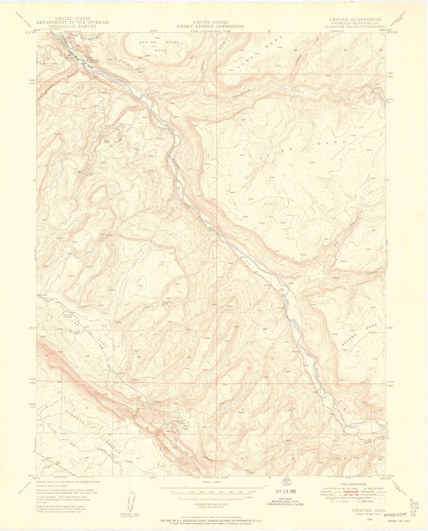 Classic USGS Uravan Colorado 7.5'x7.5' Topo Map – MyTopo Map Store