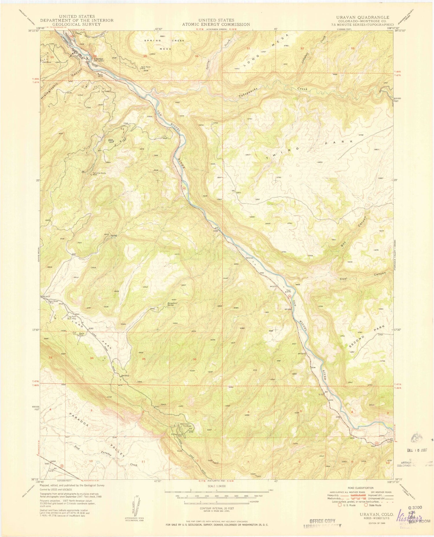 Classic USGS Uravan Colorado 7.5'x7.5' Topo Map – MyTopo Map Store