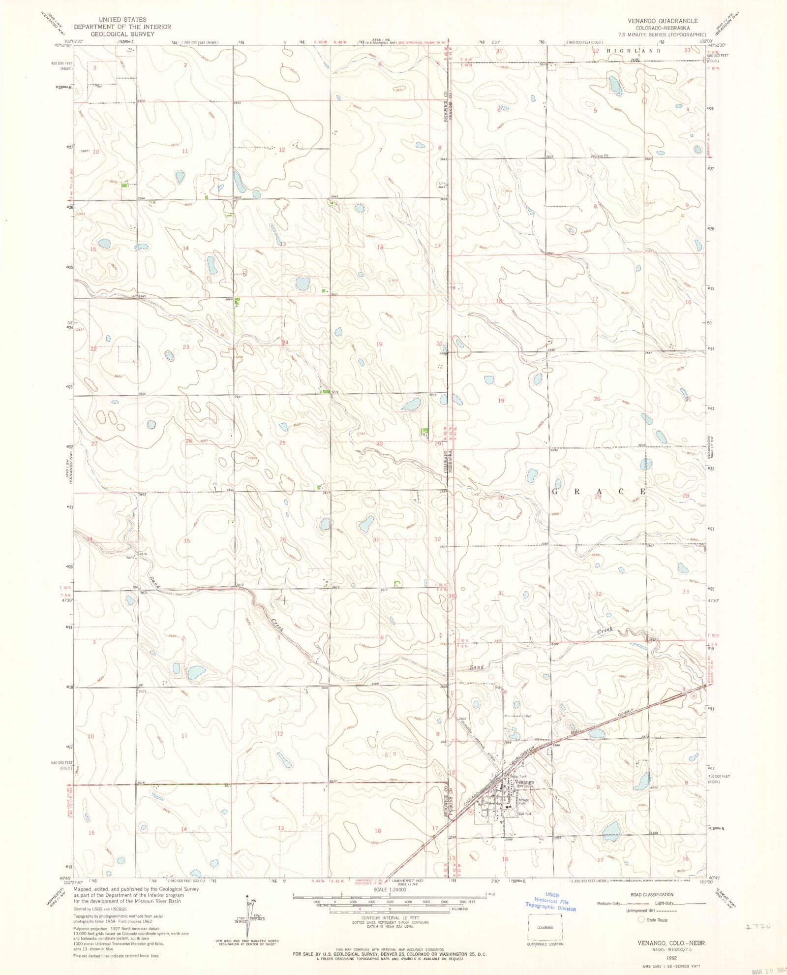 Classic USGS Venango Nebraska 7.5'x7.5' Topo Map – MyTopo Map Store