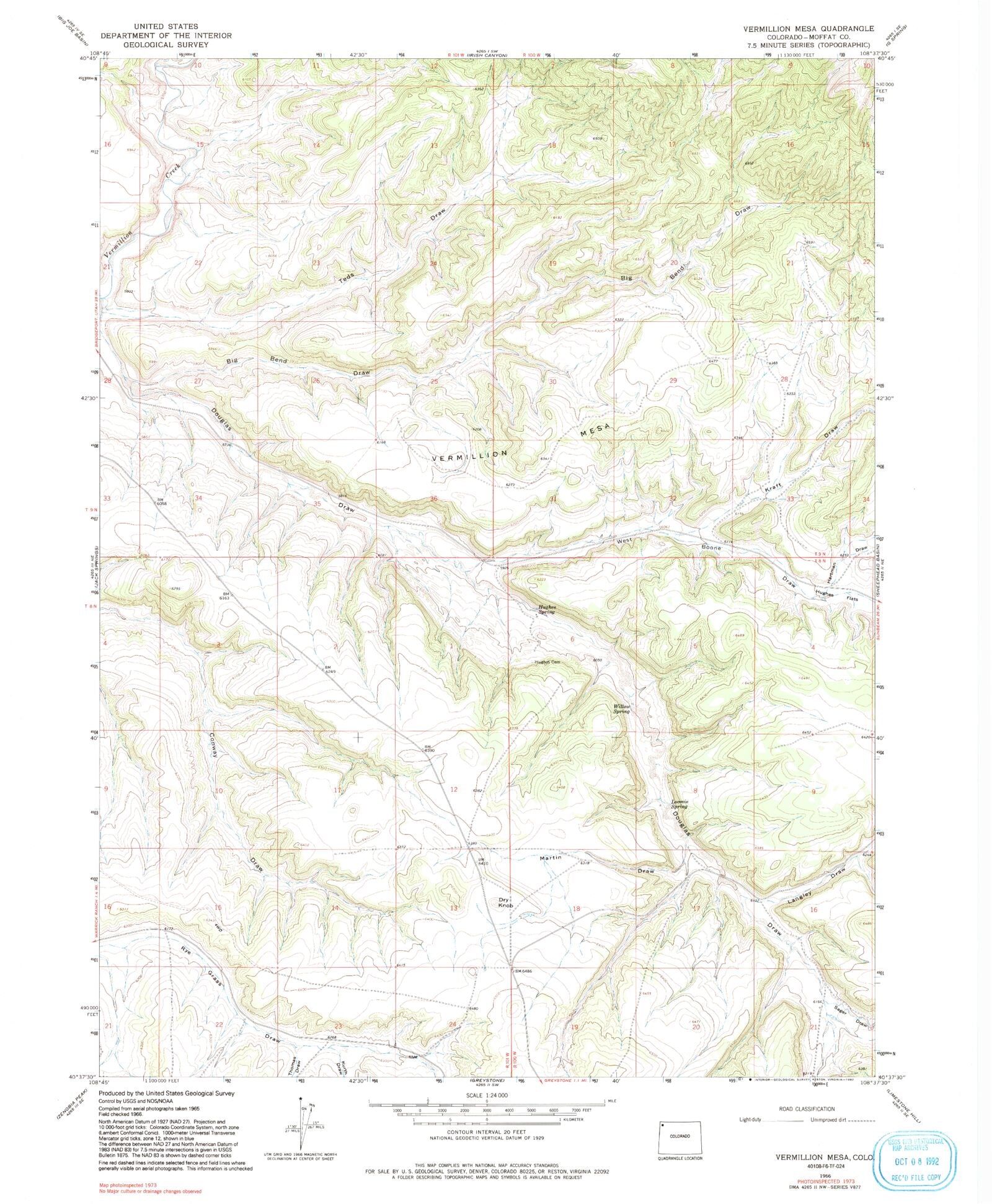 Classic USGS Vermillion Mesa Colorado 7.5'x7.5' Topo Map – MyTopo Map Store