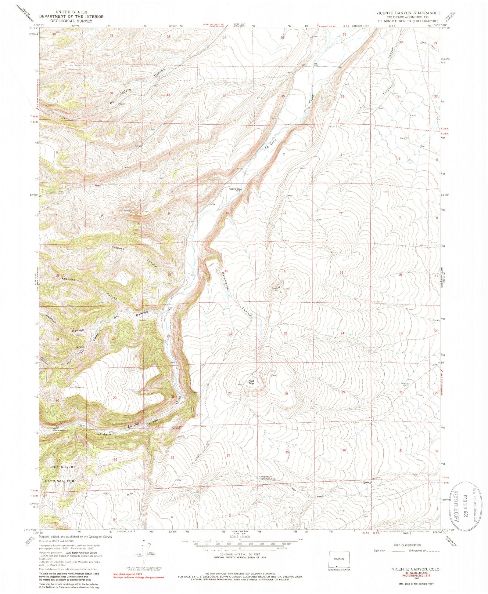 Classic USGS Vicente Canyon Colorado 7.5'x7.5' Topo Map – MyTopo Map Store