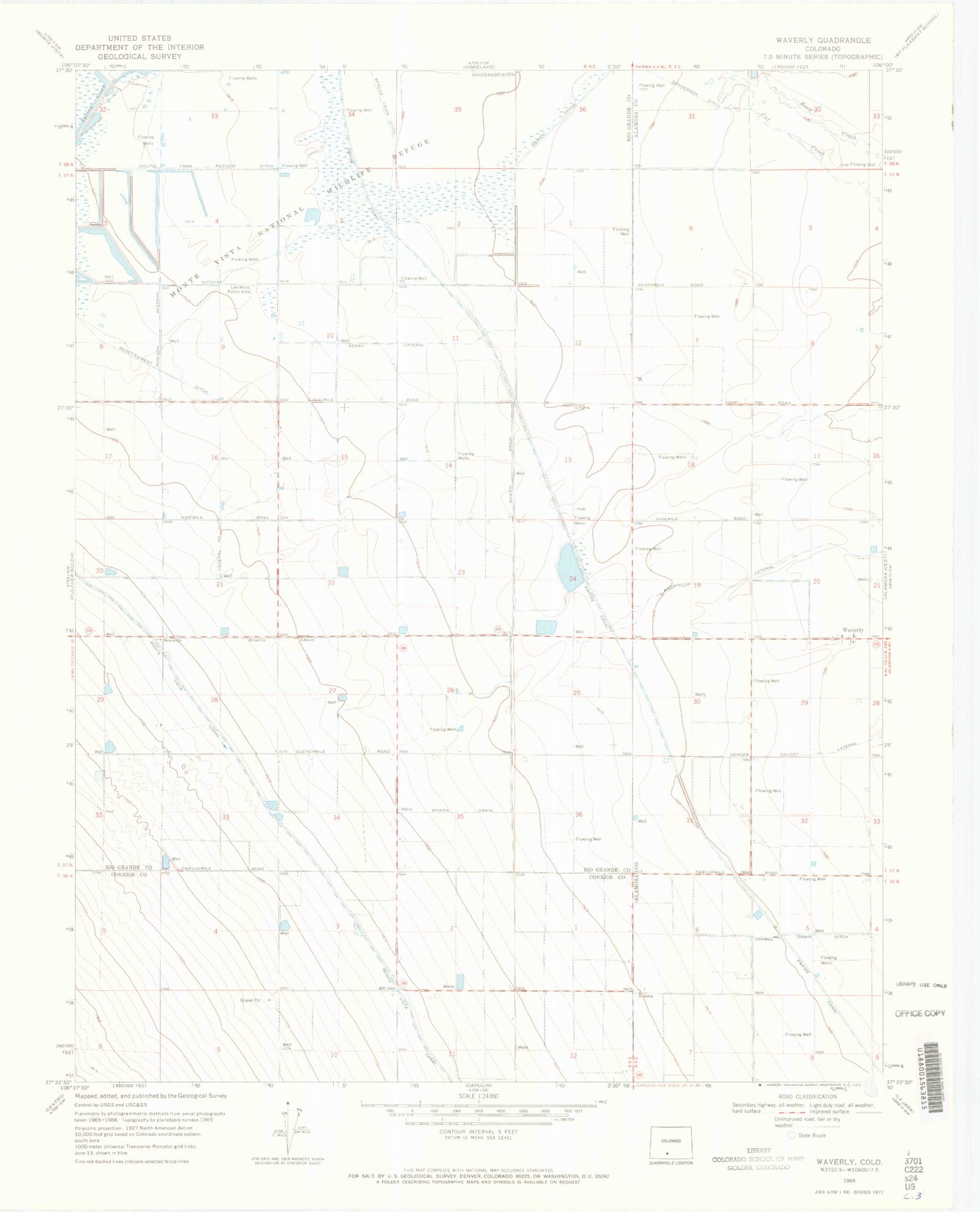 Classic USGS Waverly Colorado 7.5'x7.5' Topo Map – MyTopo Map Store