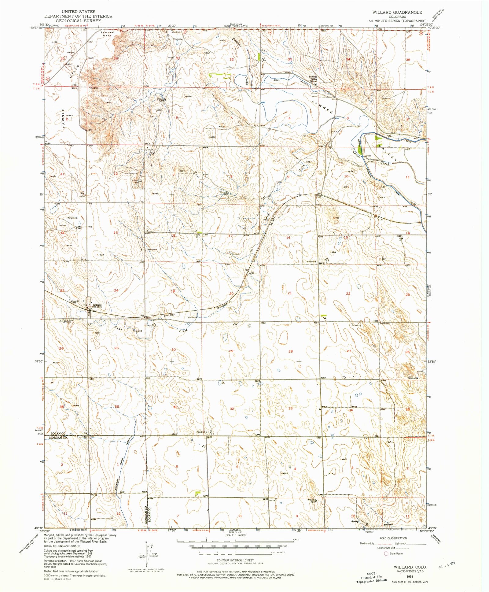 Classic USGS Willard Colorado 7.5'x7.5' Topo Map – MyTopo Map Store