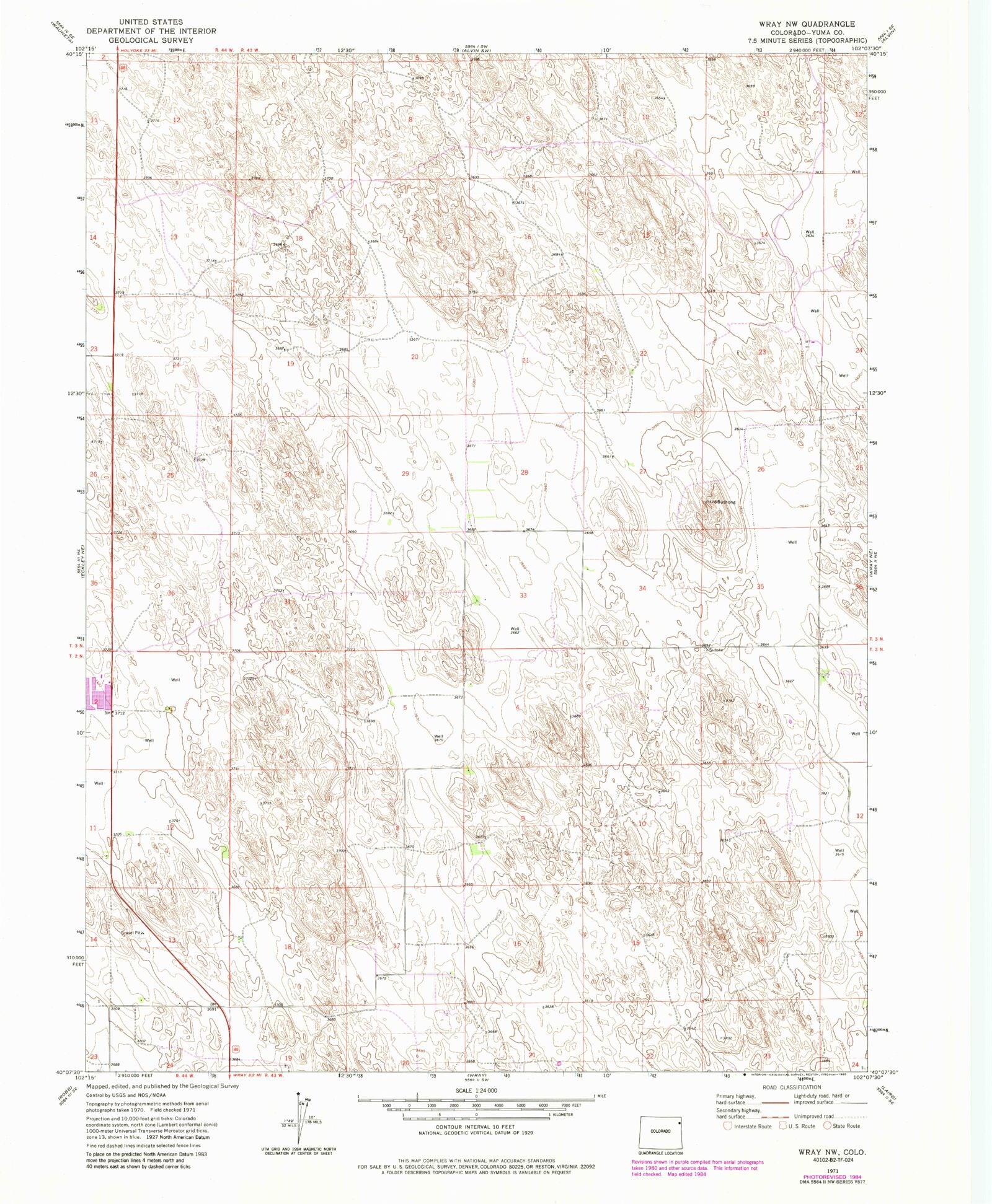 Classic USGS Wray NW Colorado 7.5'x7.5' Topo Map – MyTopo Map Store