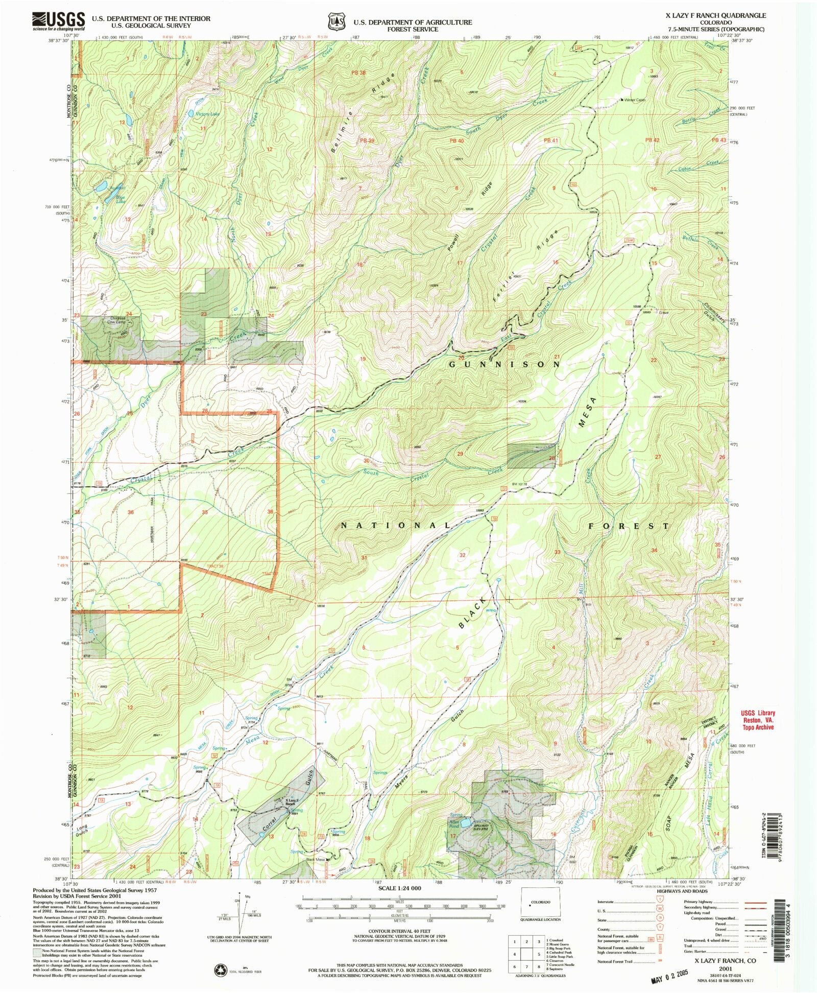 Classic USGS X Lazy F Ranch Colorado 7.5'x7.5' Topo Map – MyTopo Map Store