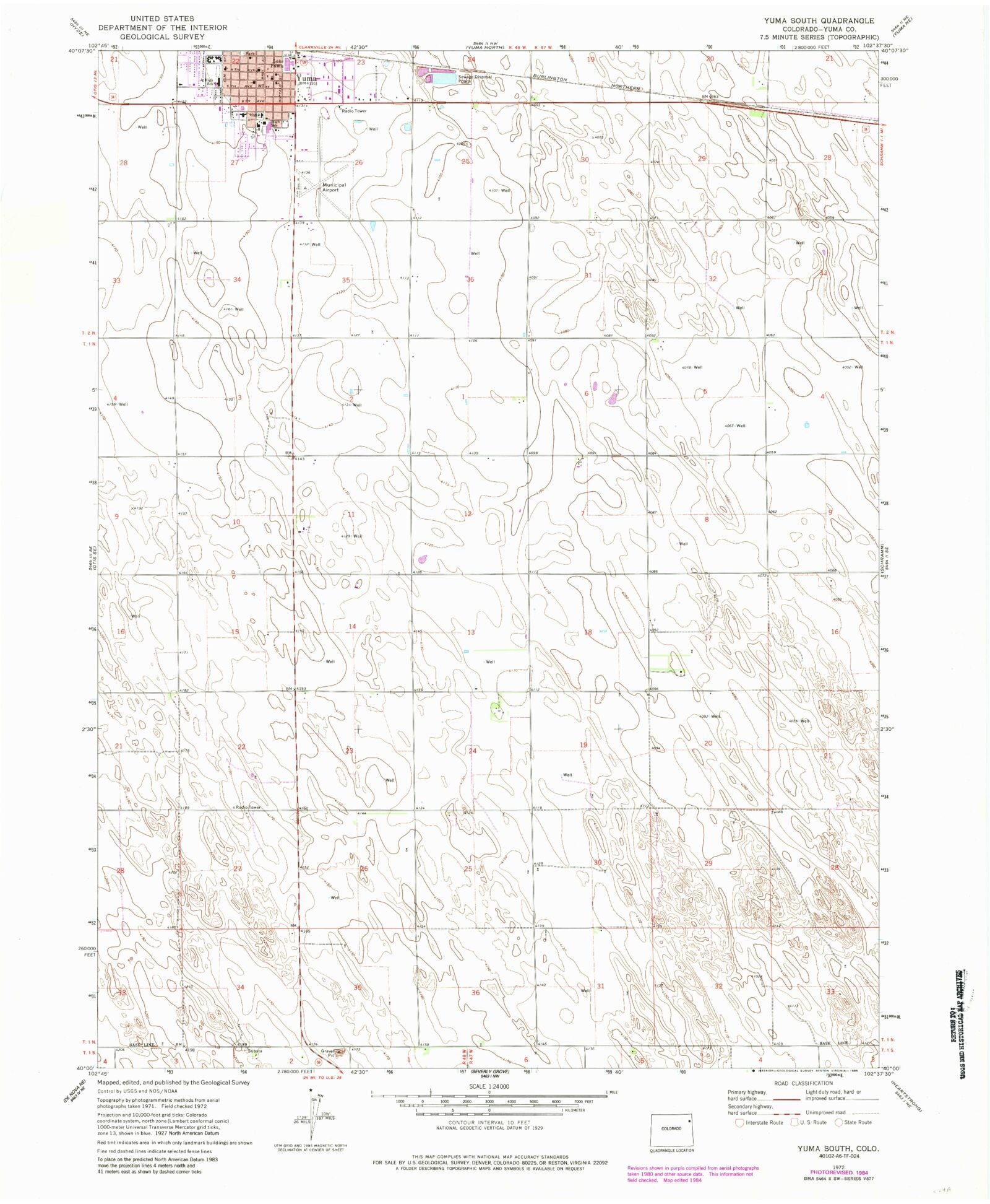 Classic USGS Yuma South Colorado 7.5'x7.5' Topo Map – MyTopo Map Store