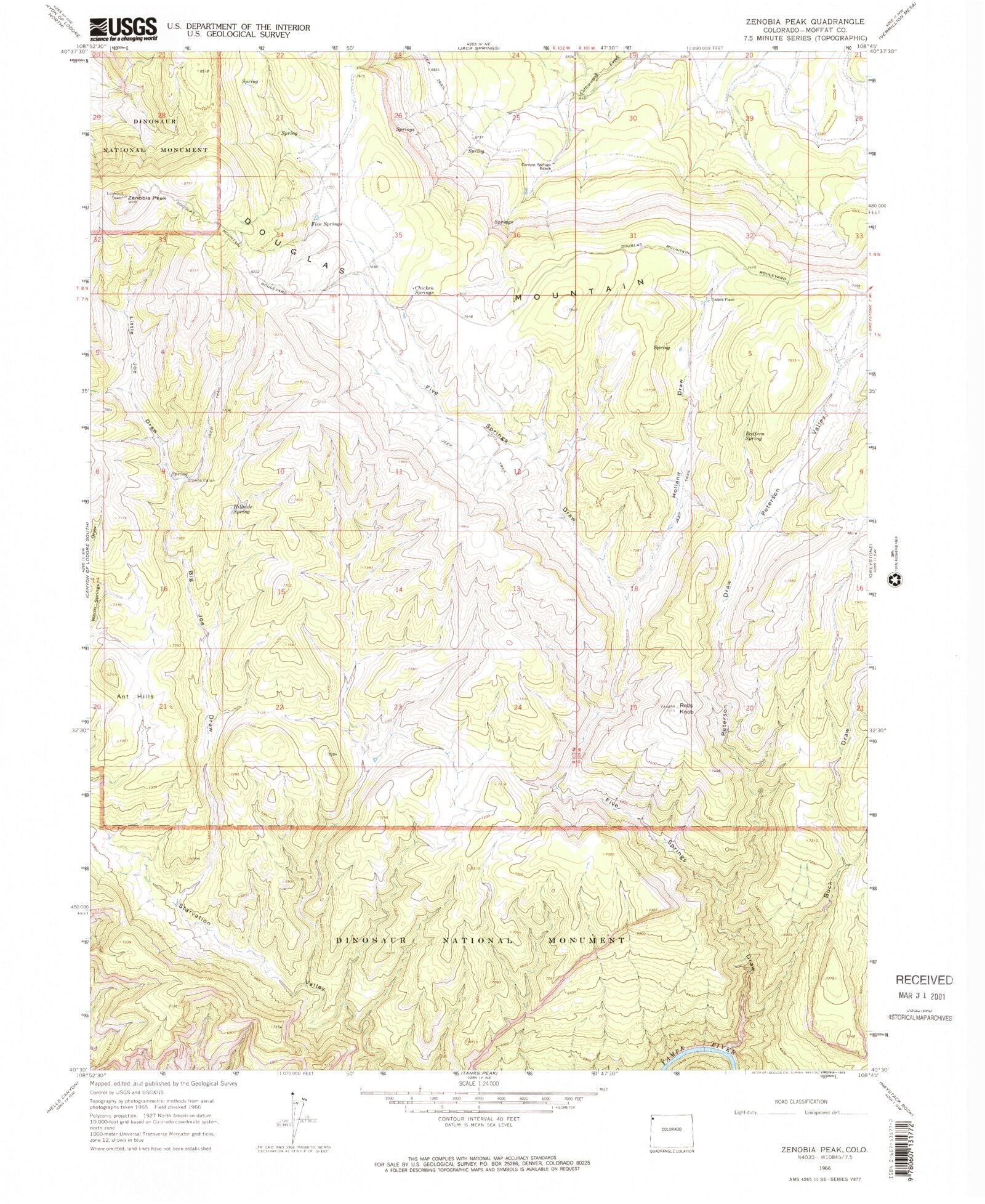 Classic USGS Zenobia Peak Colorado 7.5'x7.5' Topo Map – MyTopo Map Store