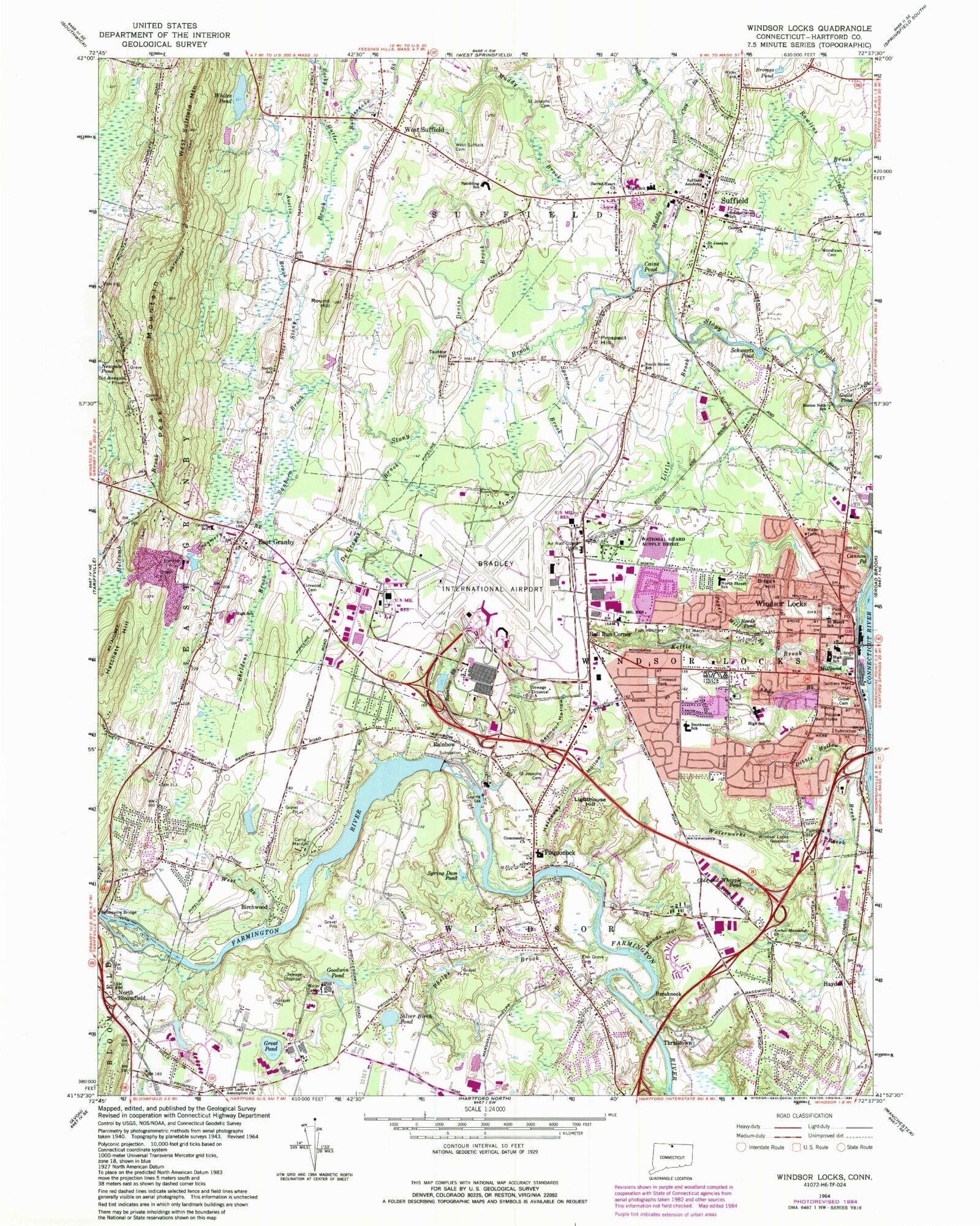 Classic USGS Windsor Locks Connecticut 7.5'x7.5' Topo Map – MyTopo Map ...