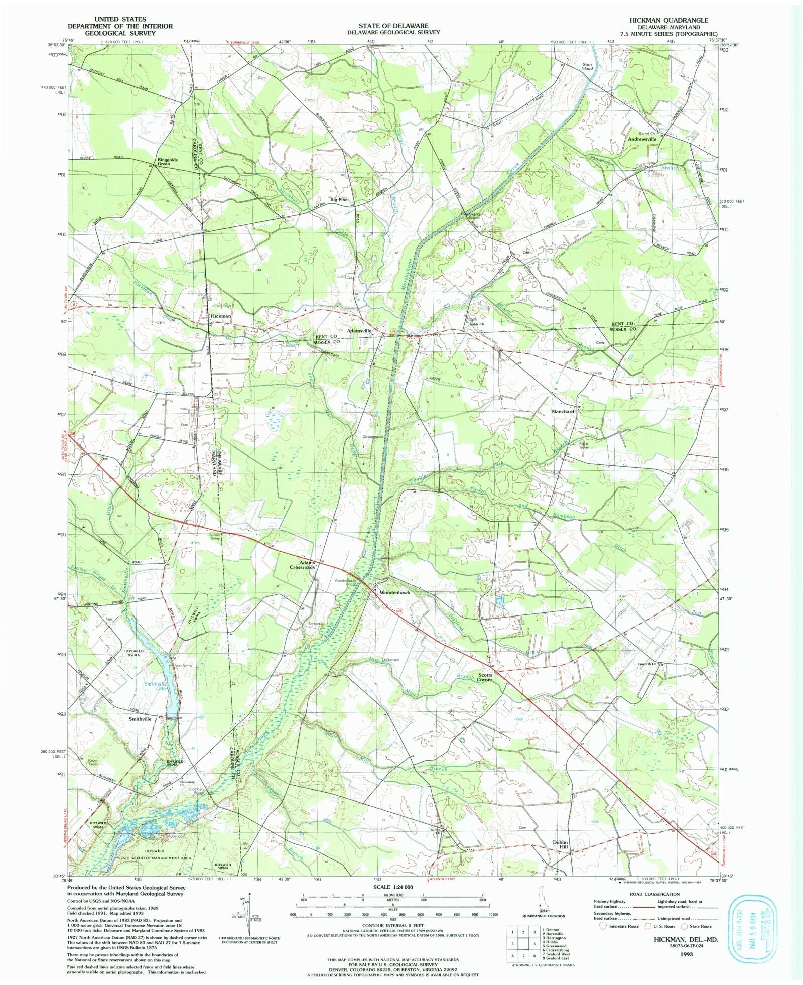 Classic USGS Hickman Delaware 7.5'x7.5' Topo Map – MyTopo Map Store