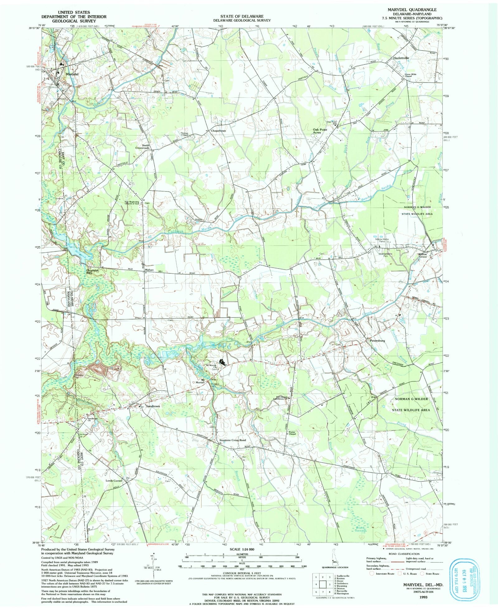 Classic USGS Marydel Maryland 7.5'x7.5' Topo Map – MyTopo Map Store