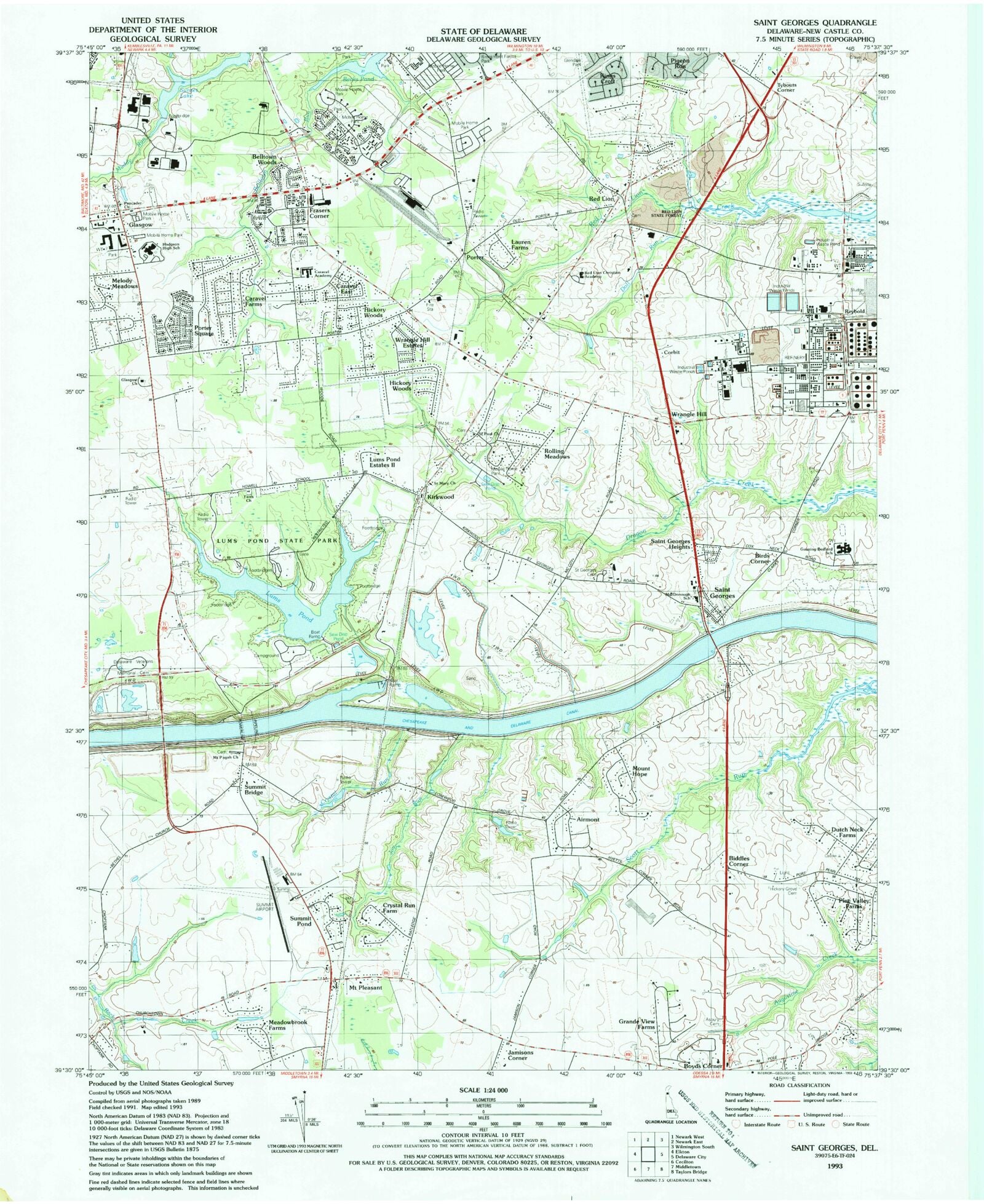 Classic USGS Saint Georges Delaware 7.5'x7.5' Topo Map – MyTopo Map Store
