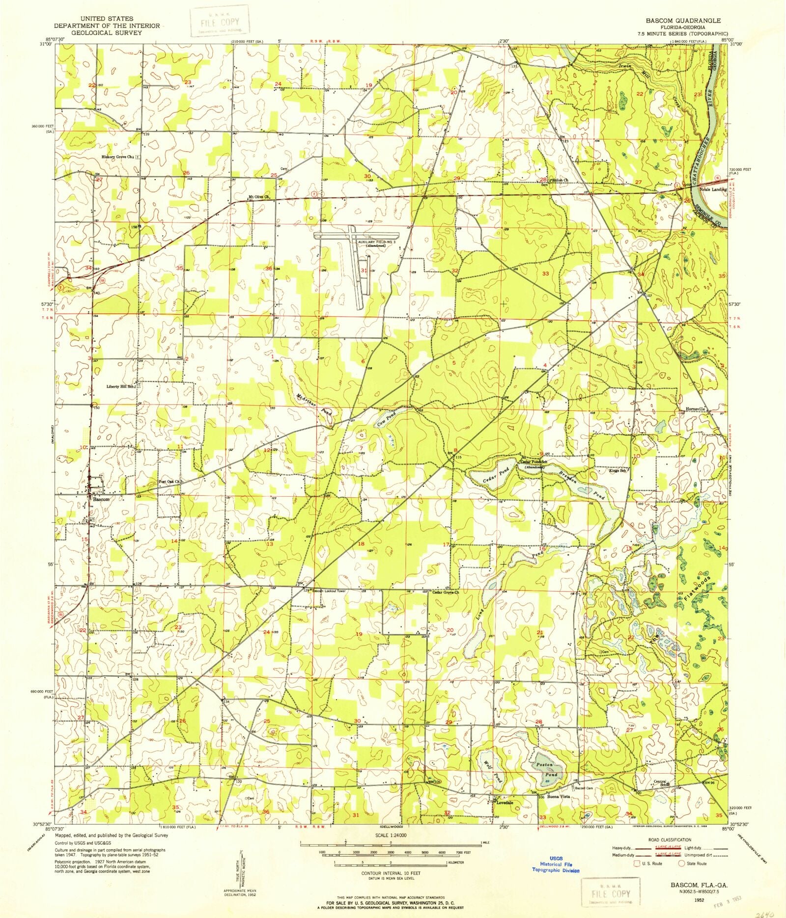 Classic USGS Bascom Florida 7.5'x7.5' Topo Map – MyTopo Map Store