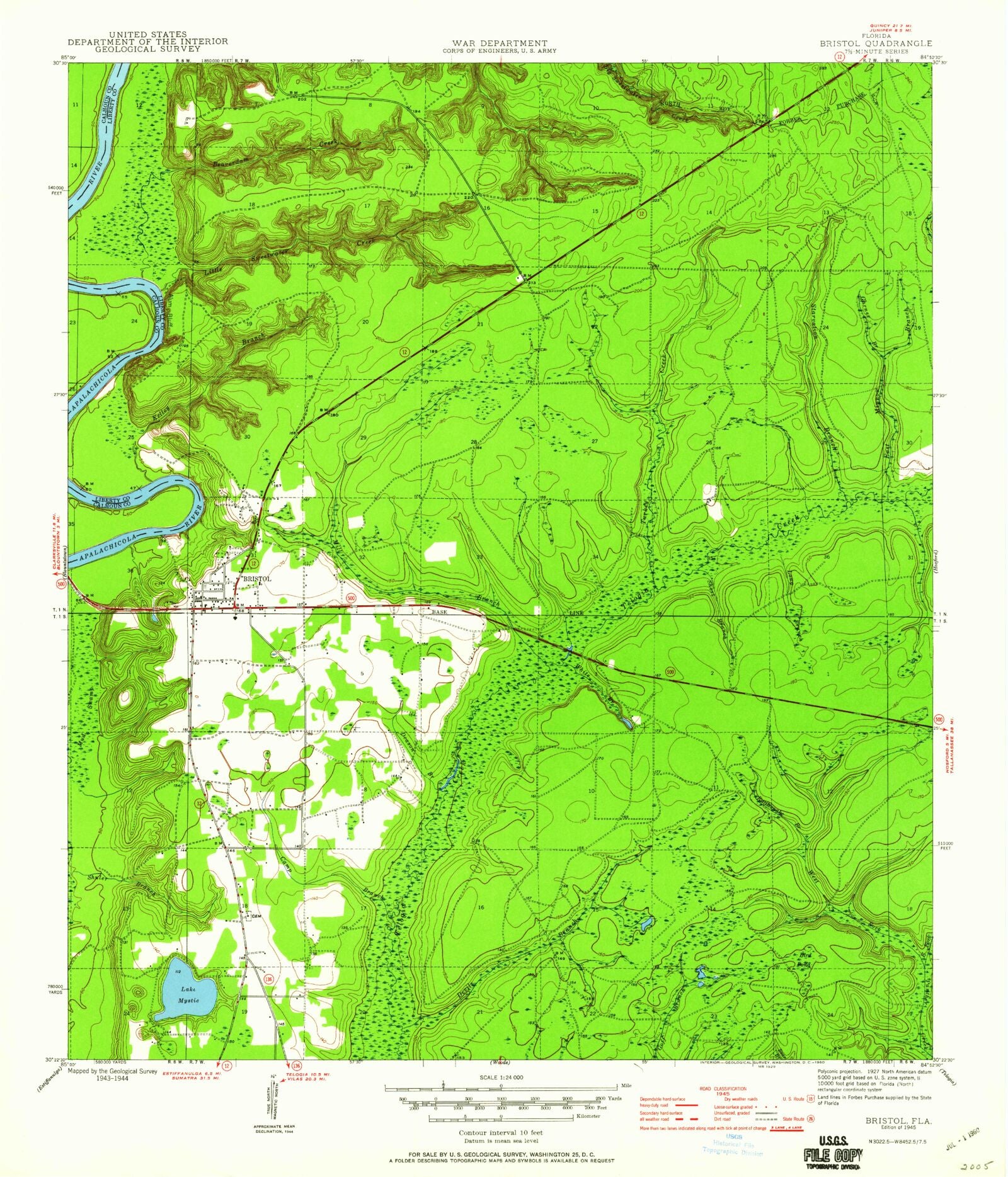 Classic USGS Bristol Florida 7.5'x7.5' Topo Map – MyTopo Map Store