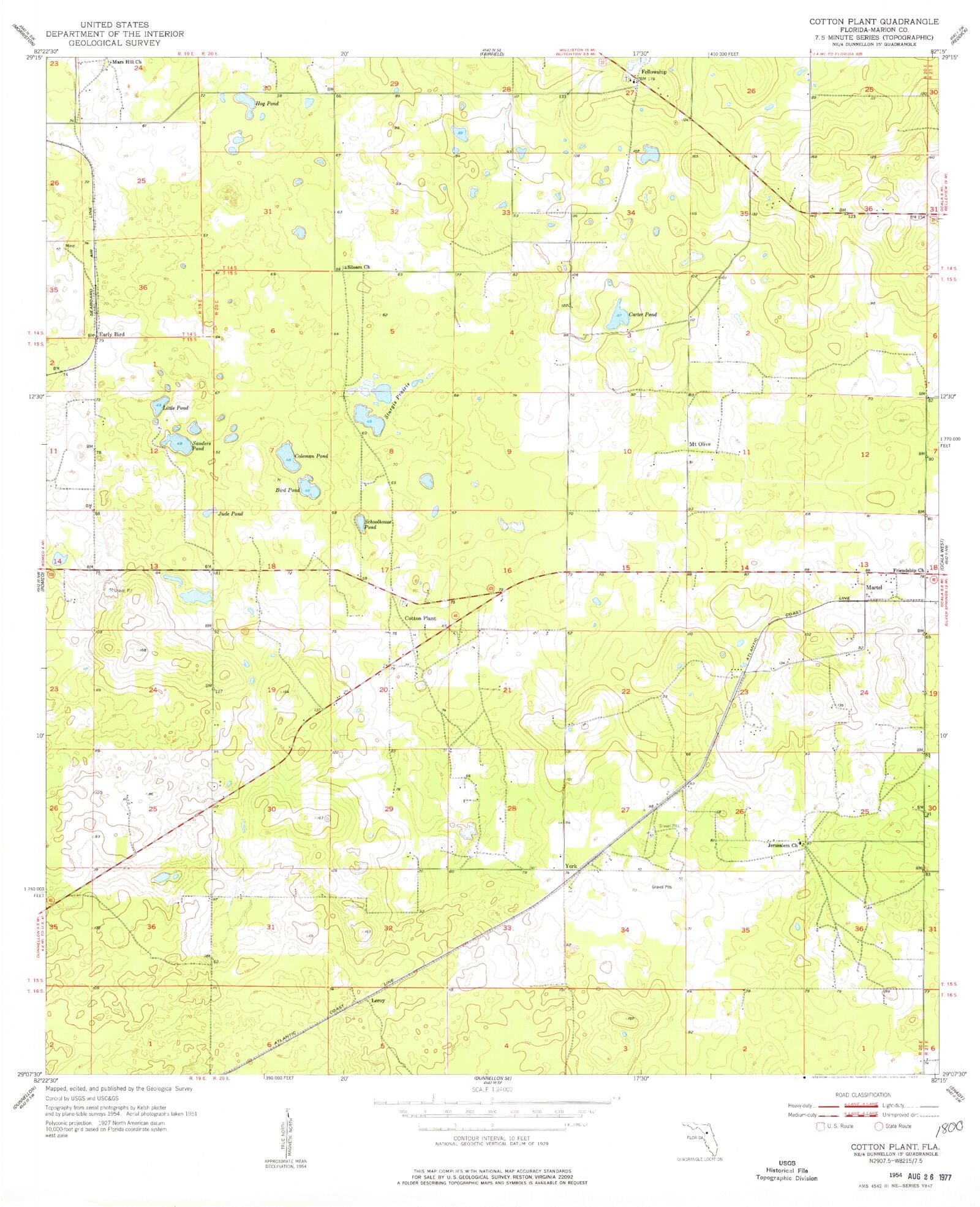Classic USGS Cotton Plant Florida 7.5'x7.5' Topo Map – MyTopo Map Store