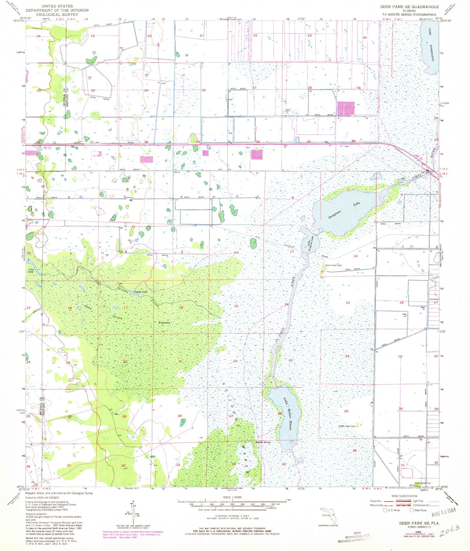 Classic USGS Deer Park SE Florida 7.5'x7.5' Topo Map – MyTopo Map Store
