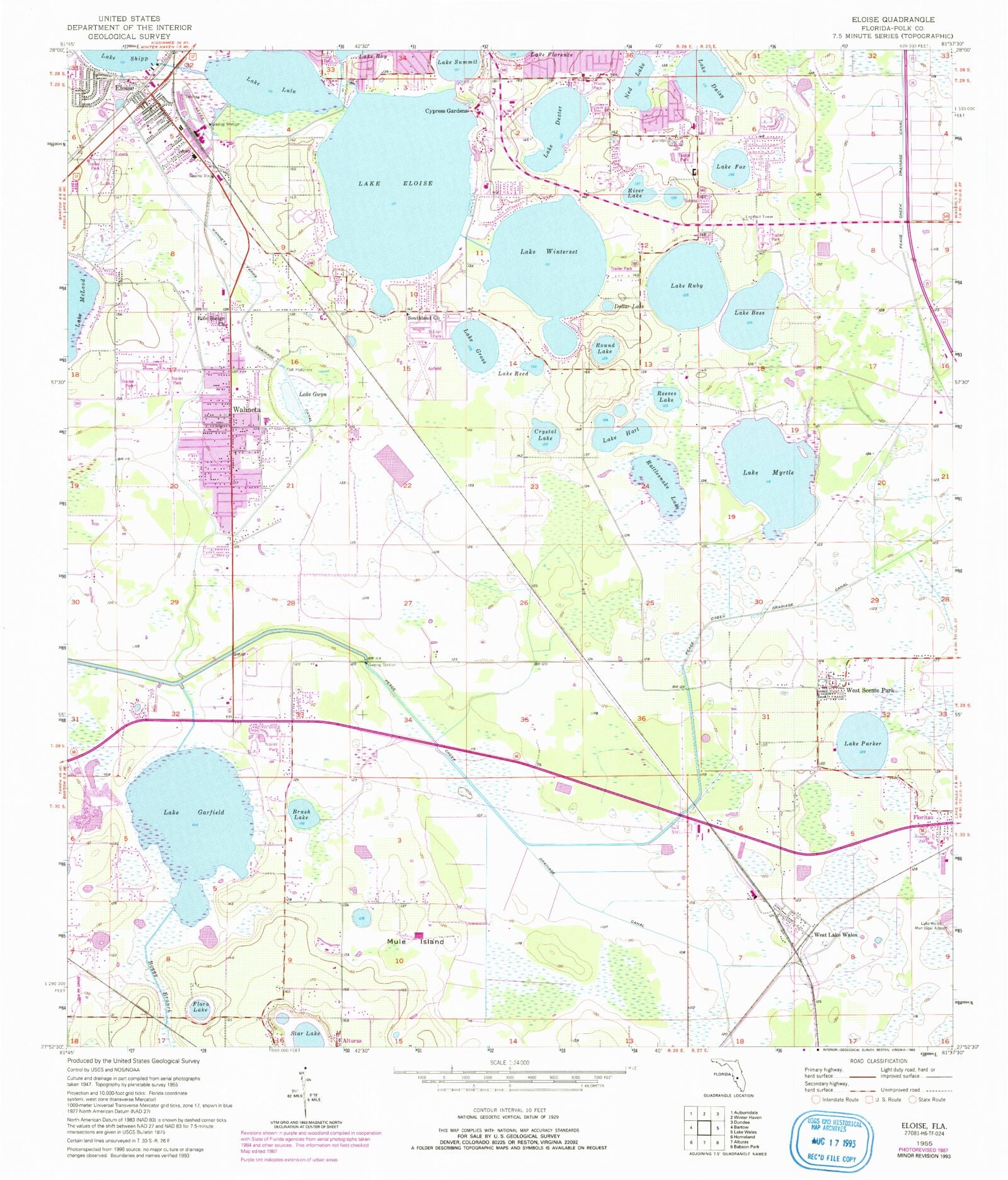 Classic USGS Eloise Florida 7.5'x7.5' Topo Map – MyTopo Map Store