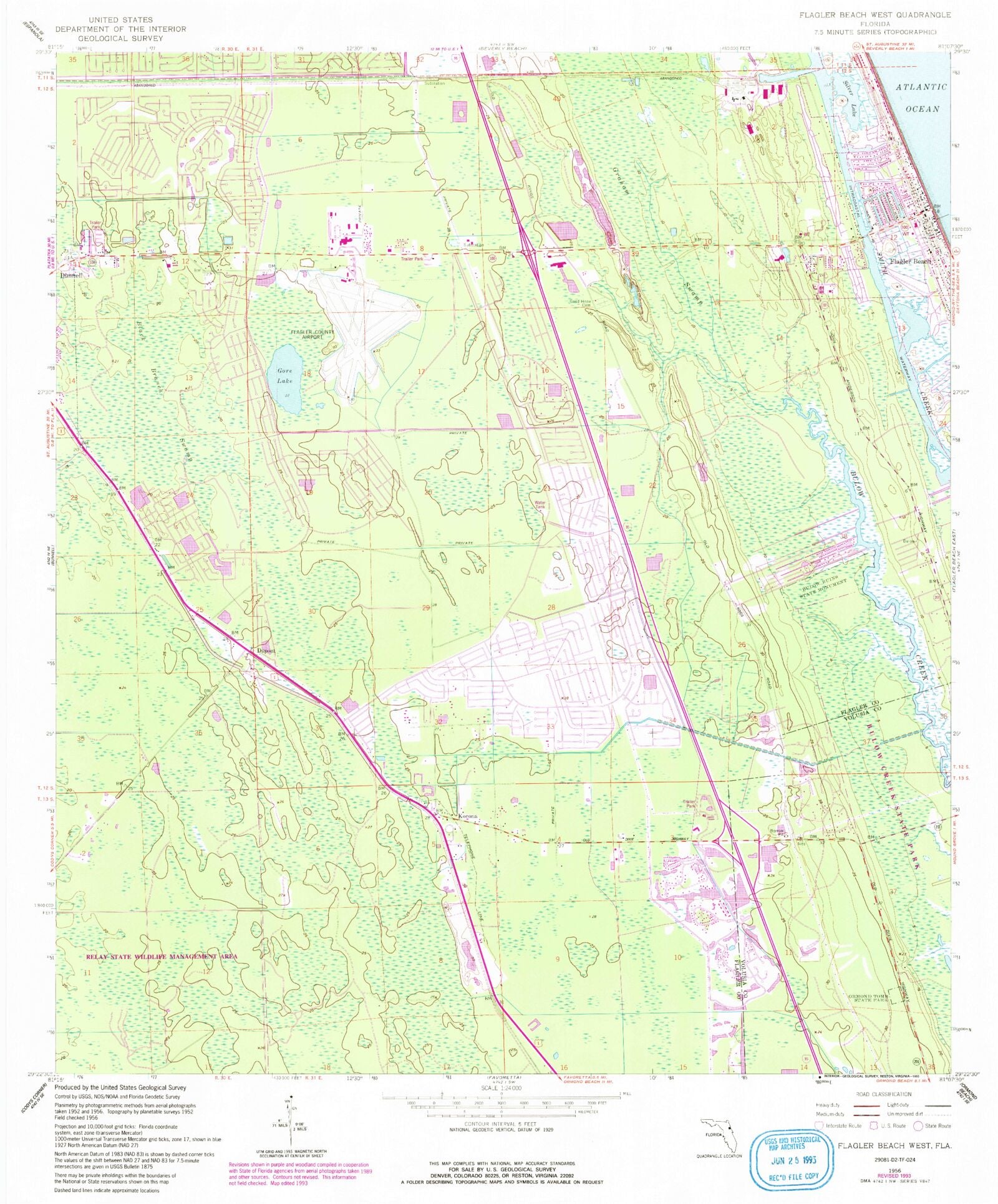 Classic USGS Flagler Beach West Florida 7.5'x7.5' Topo Map – MyTopo Map ...
