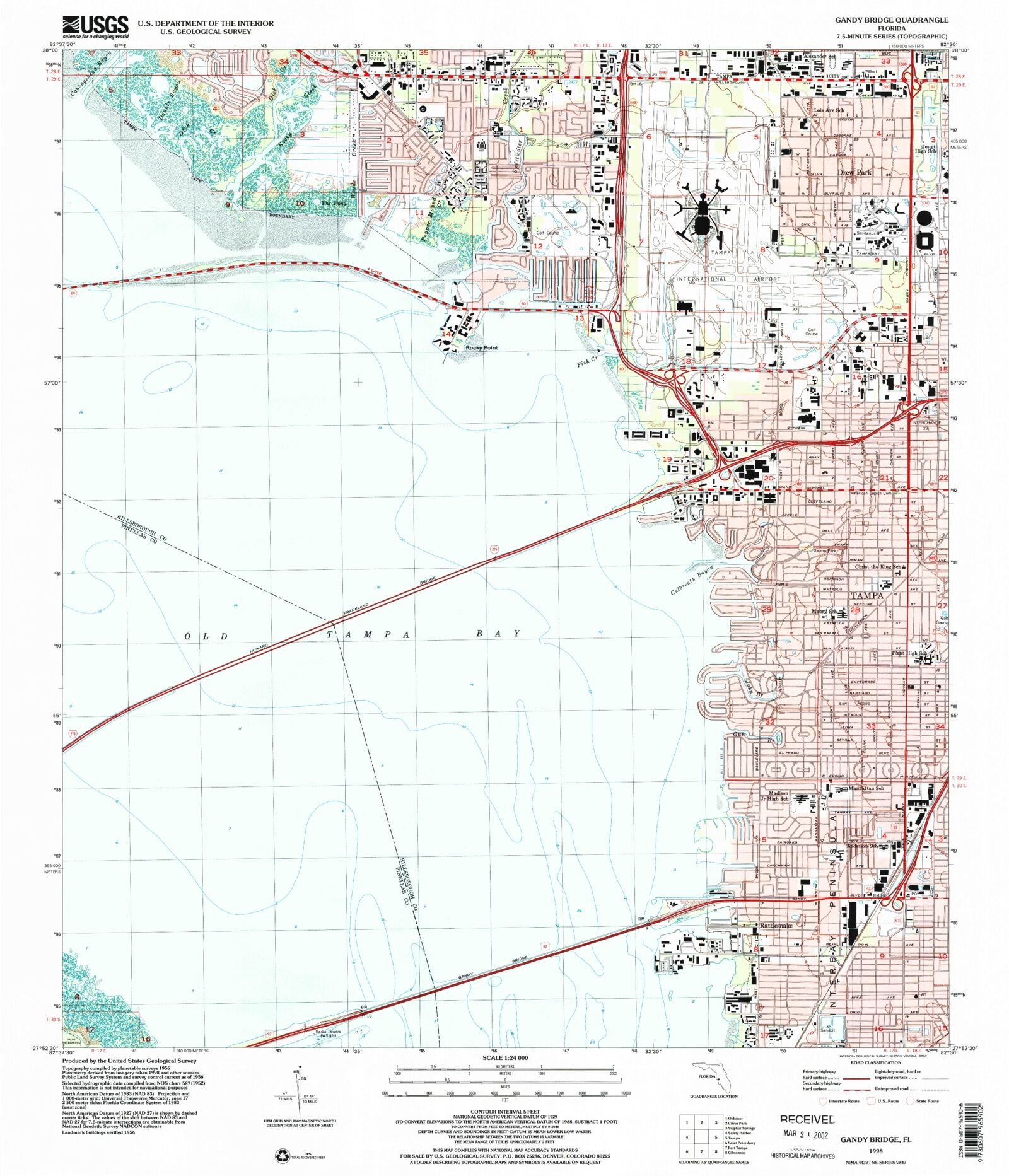 Classic USGS Gandy Bridge Florida 7.5'x7.5' Topo Map – MyTopo Map Store