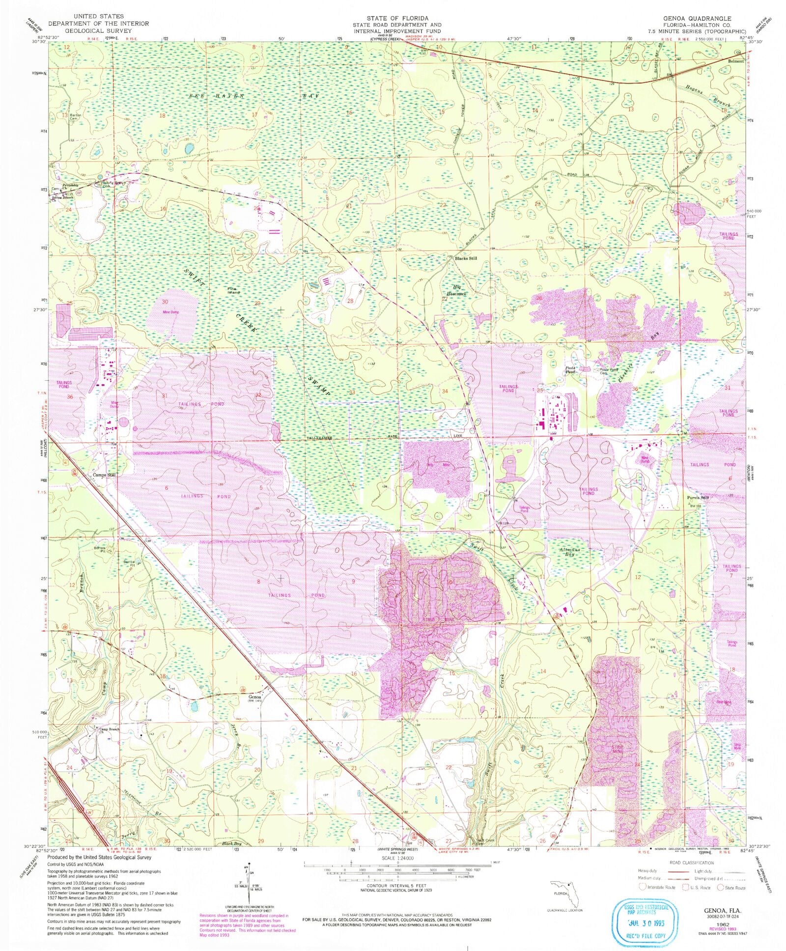 Classic USGS Genoa Florida 7.5'x7.5' Topo Map – MyTopo Map Store