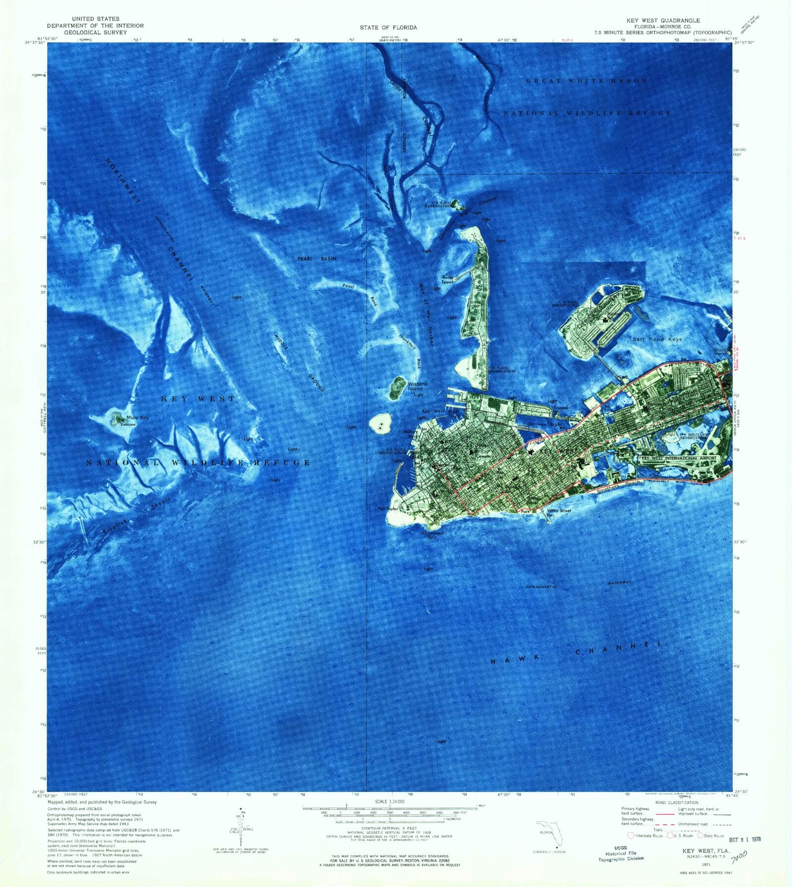 Classic USGS Key West Florida 7.5'x7.5' Topo Map – MyTopo Map Store