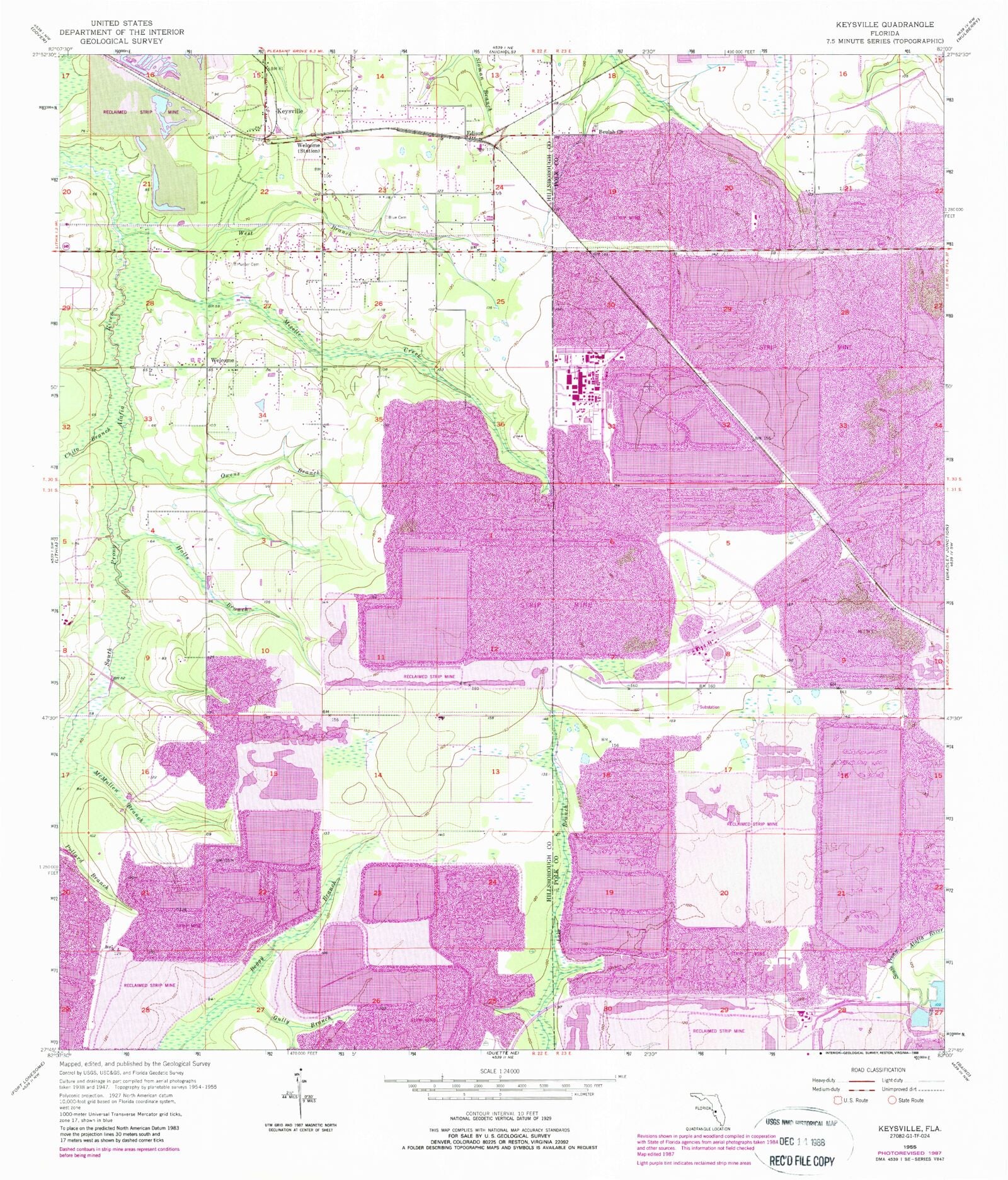 Classic USGS Keysville Florida 7.5'x7.5' Topo Map – MyTopo Map Store