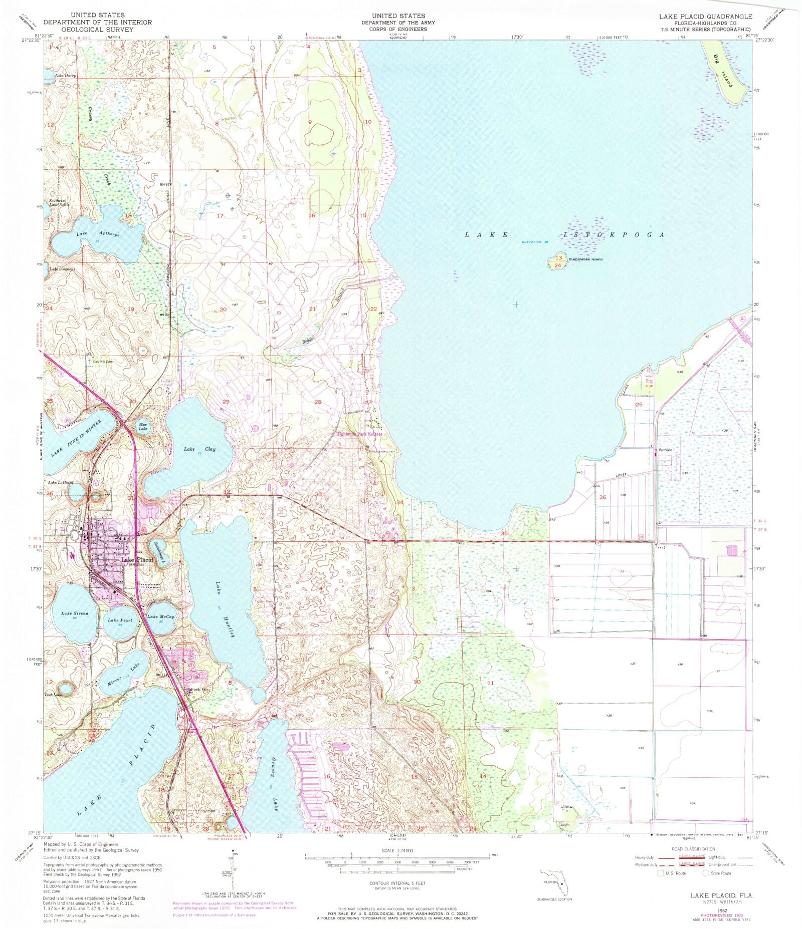 Classic USGS Lake Placid Florida 7.5'x7.5' Topo Map – MyTopo Map Store