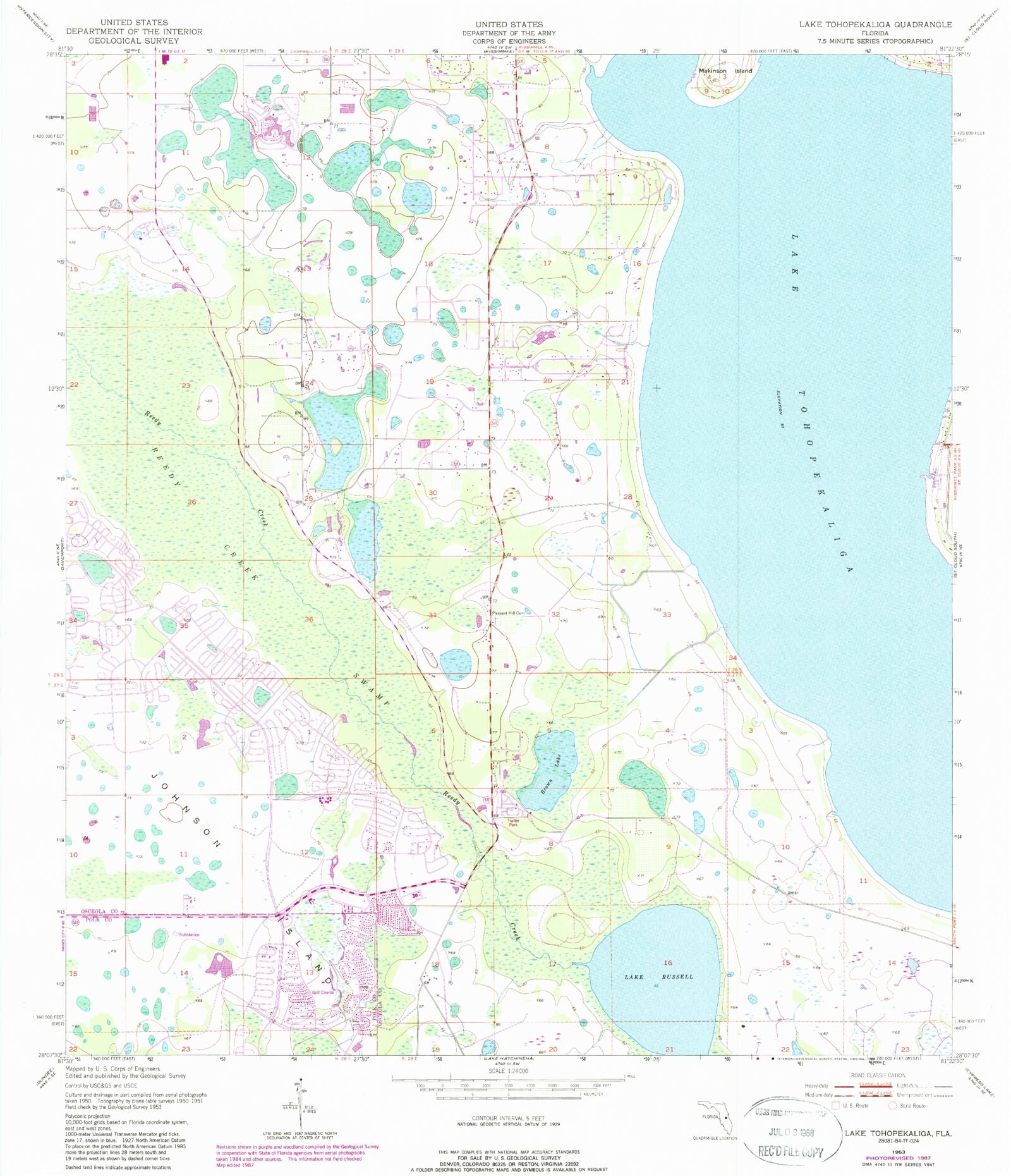 Classic USGS Lake Tohopekaliga Florida 7.5'x7.5' Topo Map – MyTopo Map ...