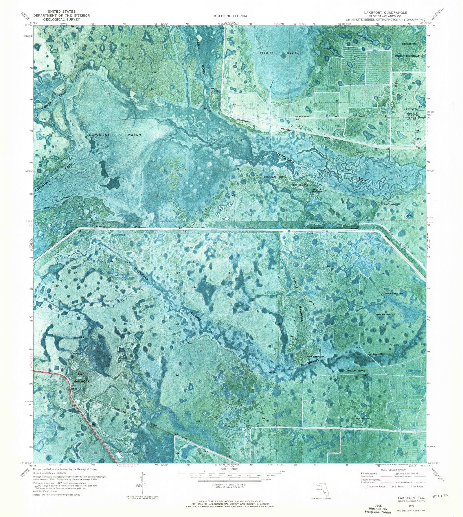 Classic USGS Lakeport Florida 7.5'x7.5' Topo Map – MyTopo Map Store