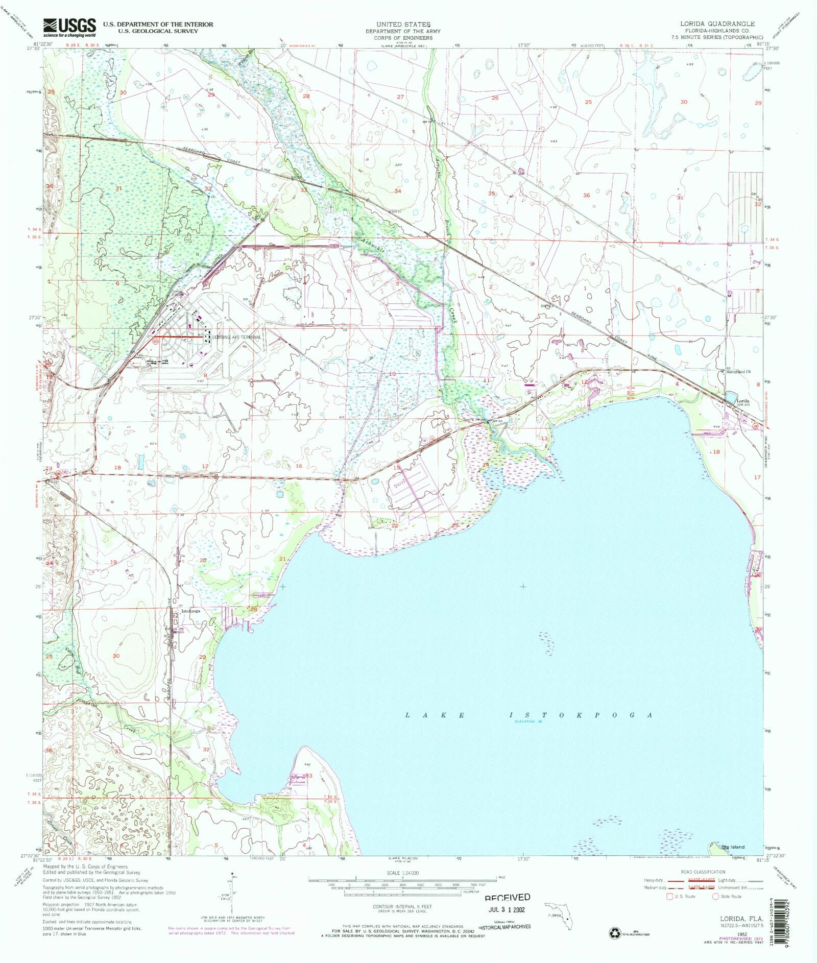 Classic USGS Lorida Florida 7.5'x7.5' Topo Map – MyTopo Map Store