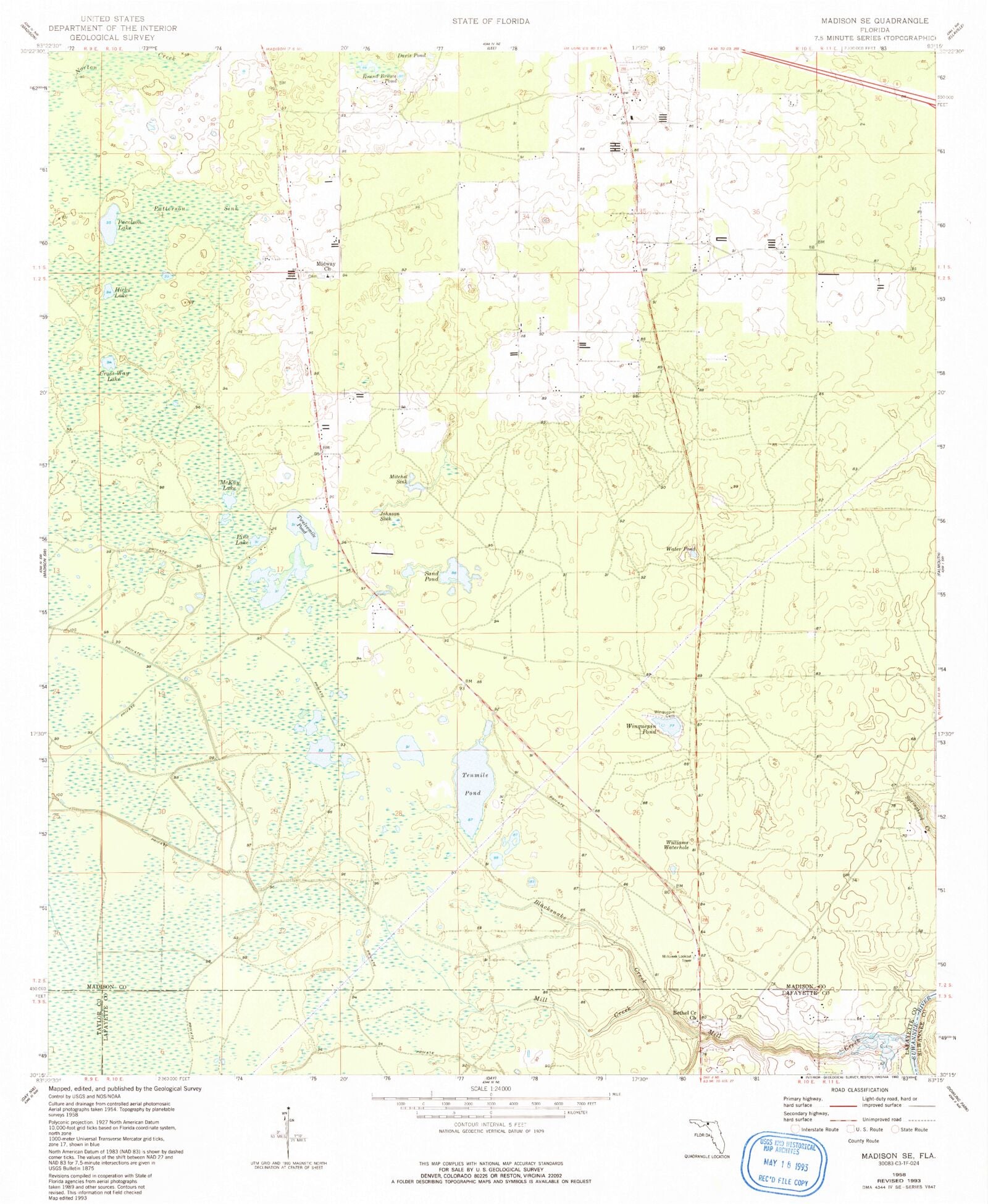 Classic USGS Madison SE Florida 7.5'x7.5' Topo Map – MyTopo Map Store