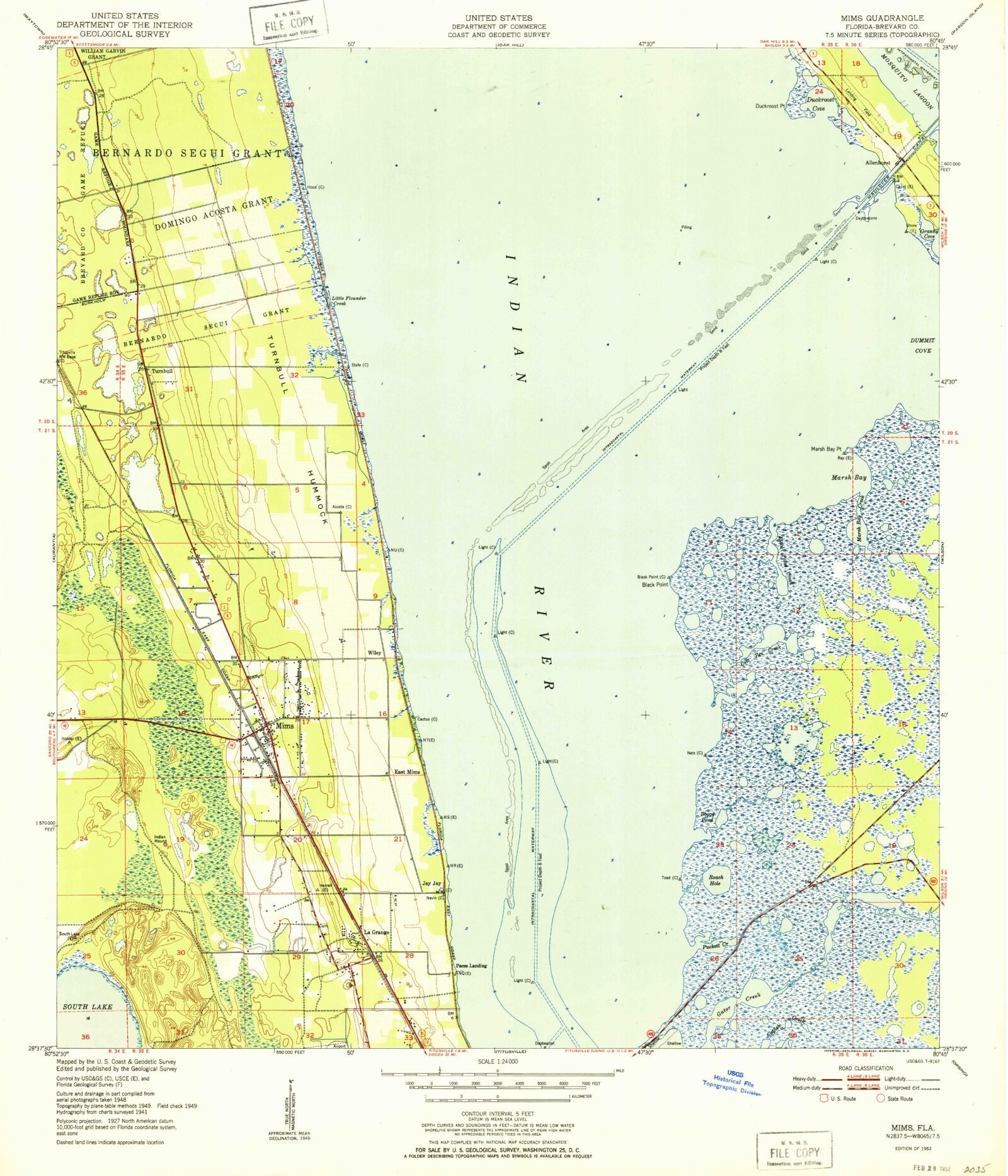 Classic USGS Mims Florida 7.5'x7.5' Topo Map – MyTopo Map Store