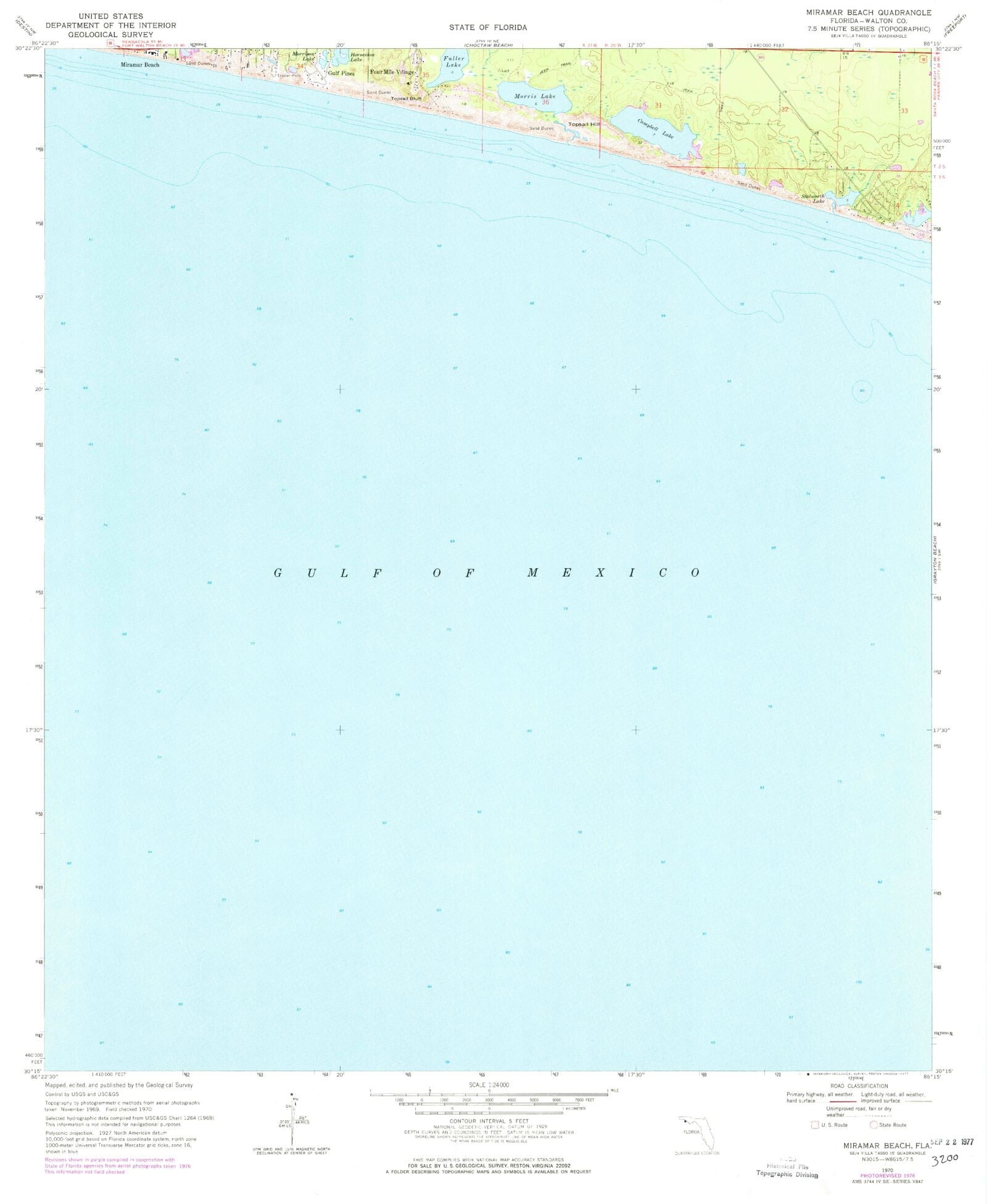 Classic USGS Miramar Beach Florida 7.5'x7.5' Topo Map – MyTopo Map Store