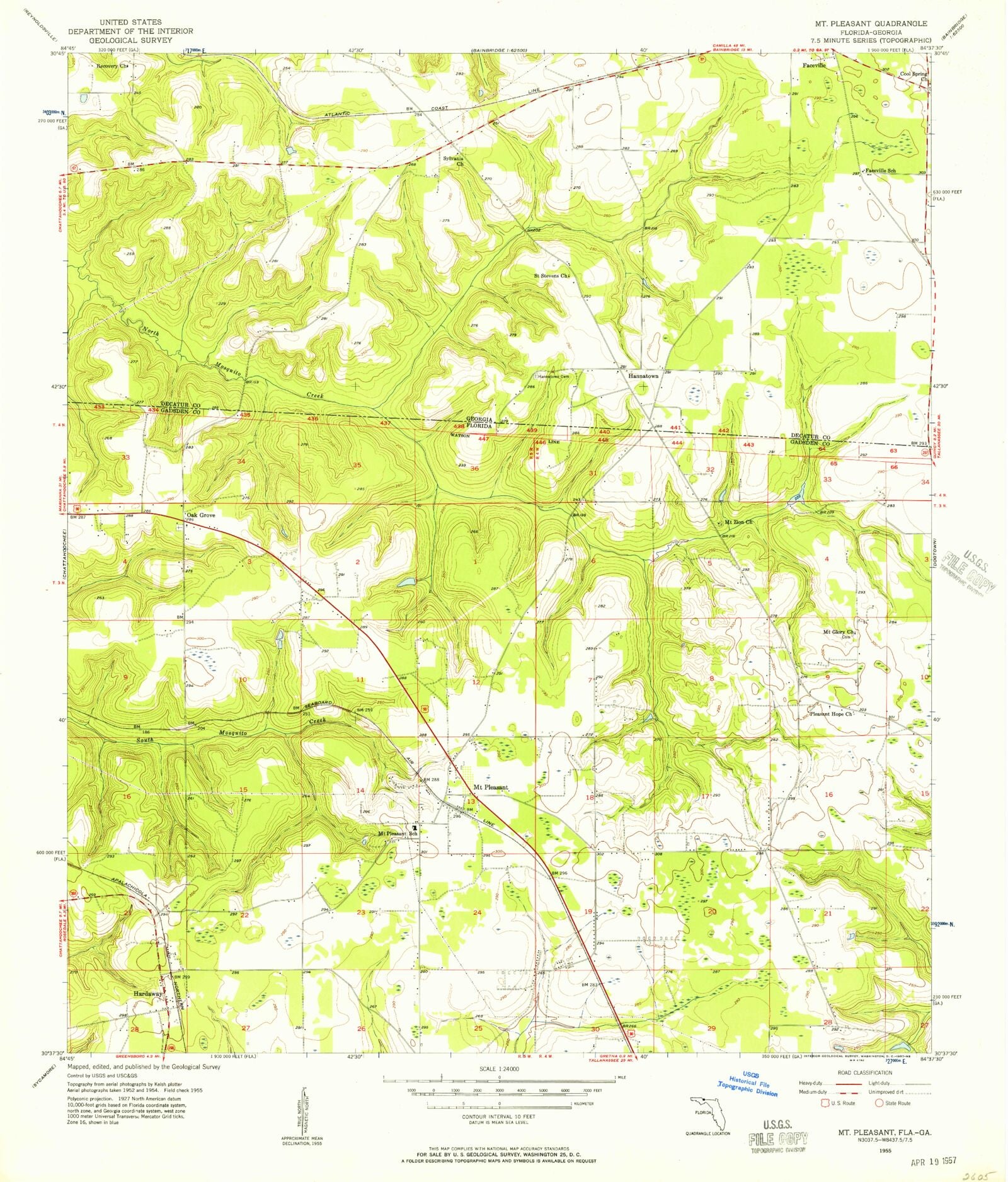 Classic USGS Mount Pleasant Florida 7.5'x7.5' Topo Map – MyTopo Map Store