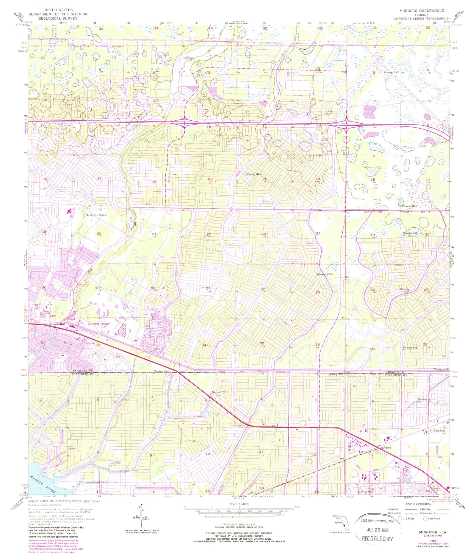 Classic USGS Murdock Florida 7.5'x7.5' Topo Map – MyTopo Map Store