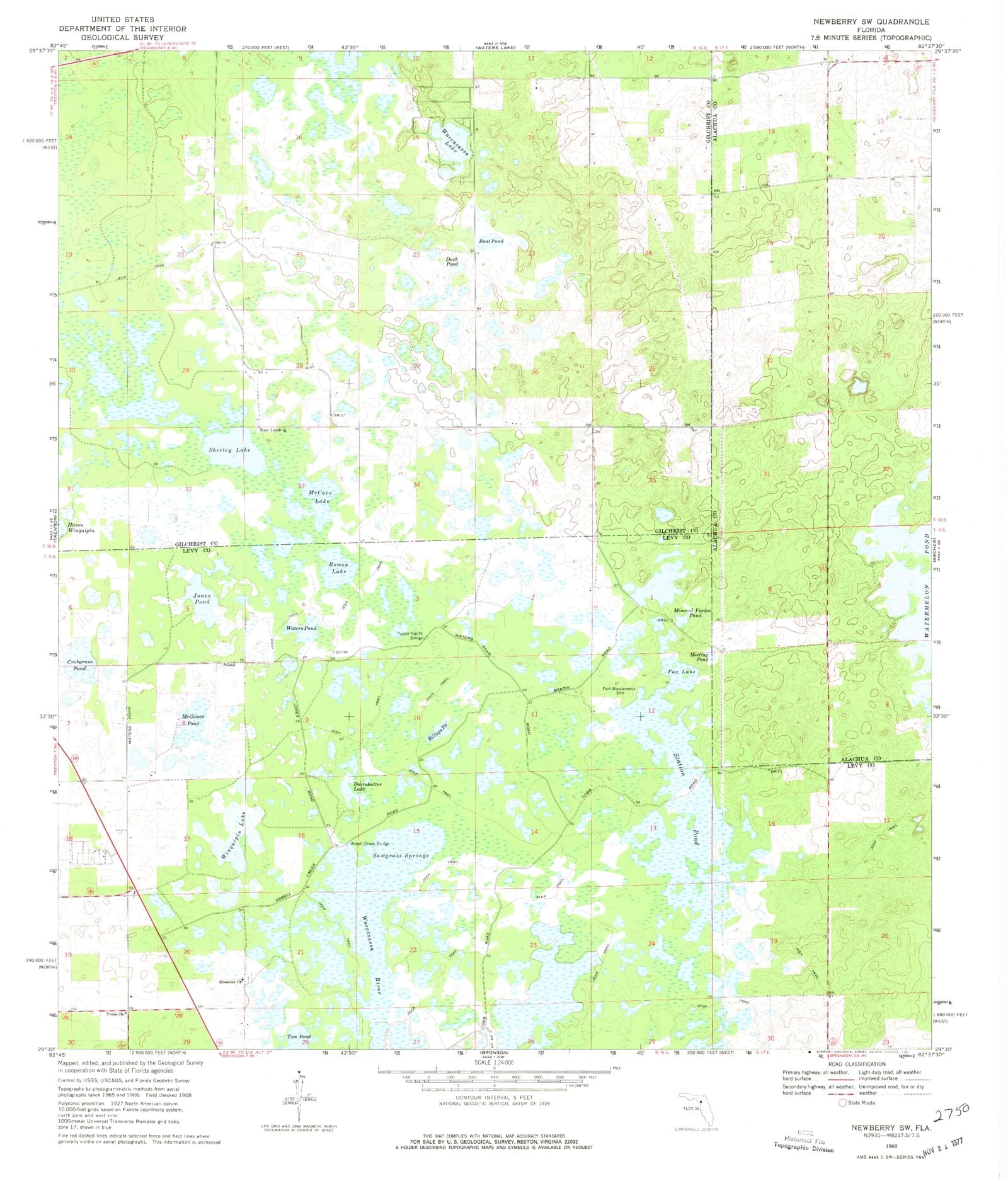 Classic USGS Newberry SW Florida 7.5'x7.5' Topo Map – MyTopo Map Store